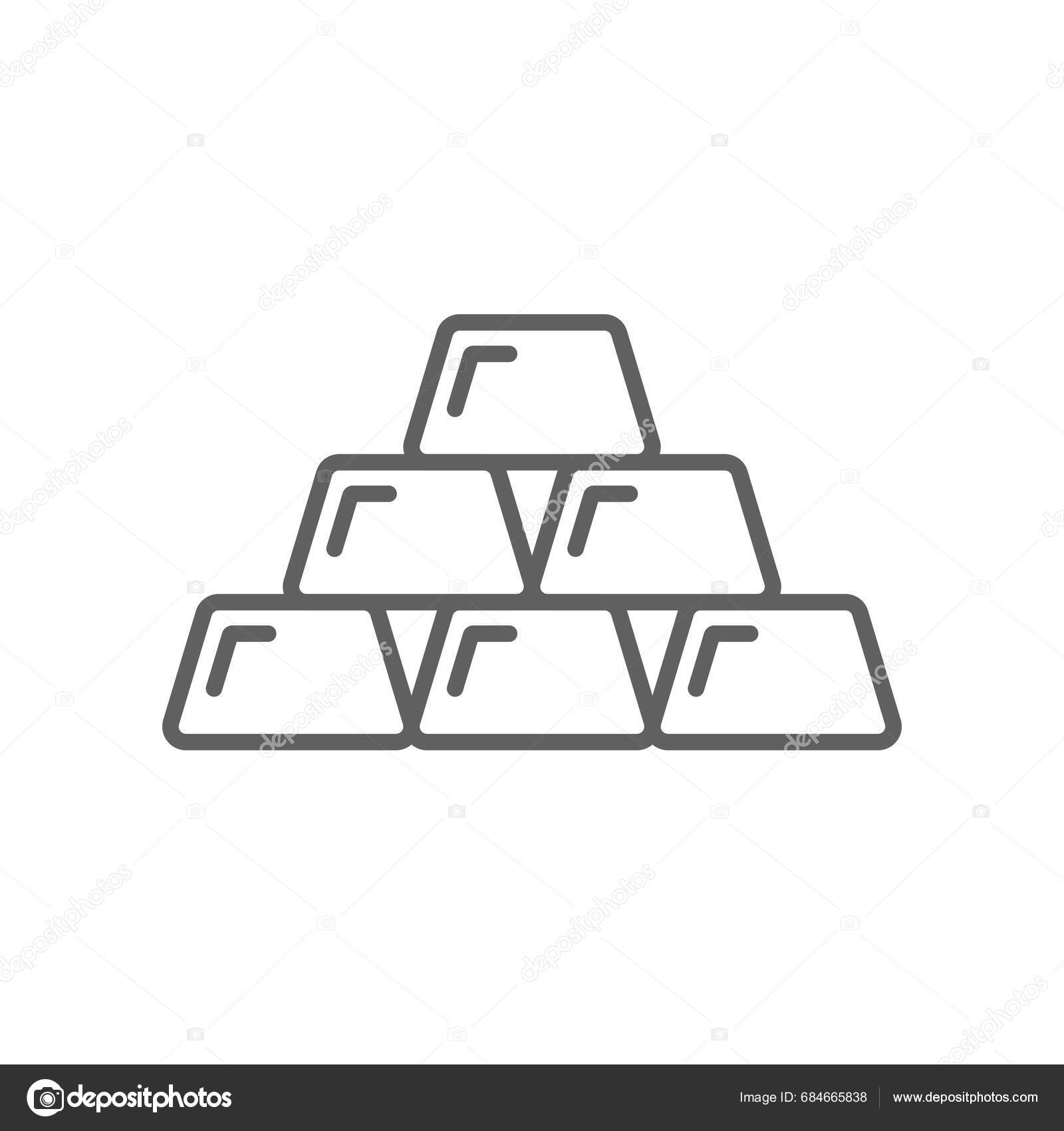 Gold Bar Finance Economy Icon Black Outline Style Wealth Golden Stock
