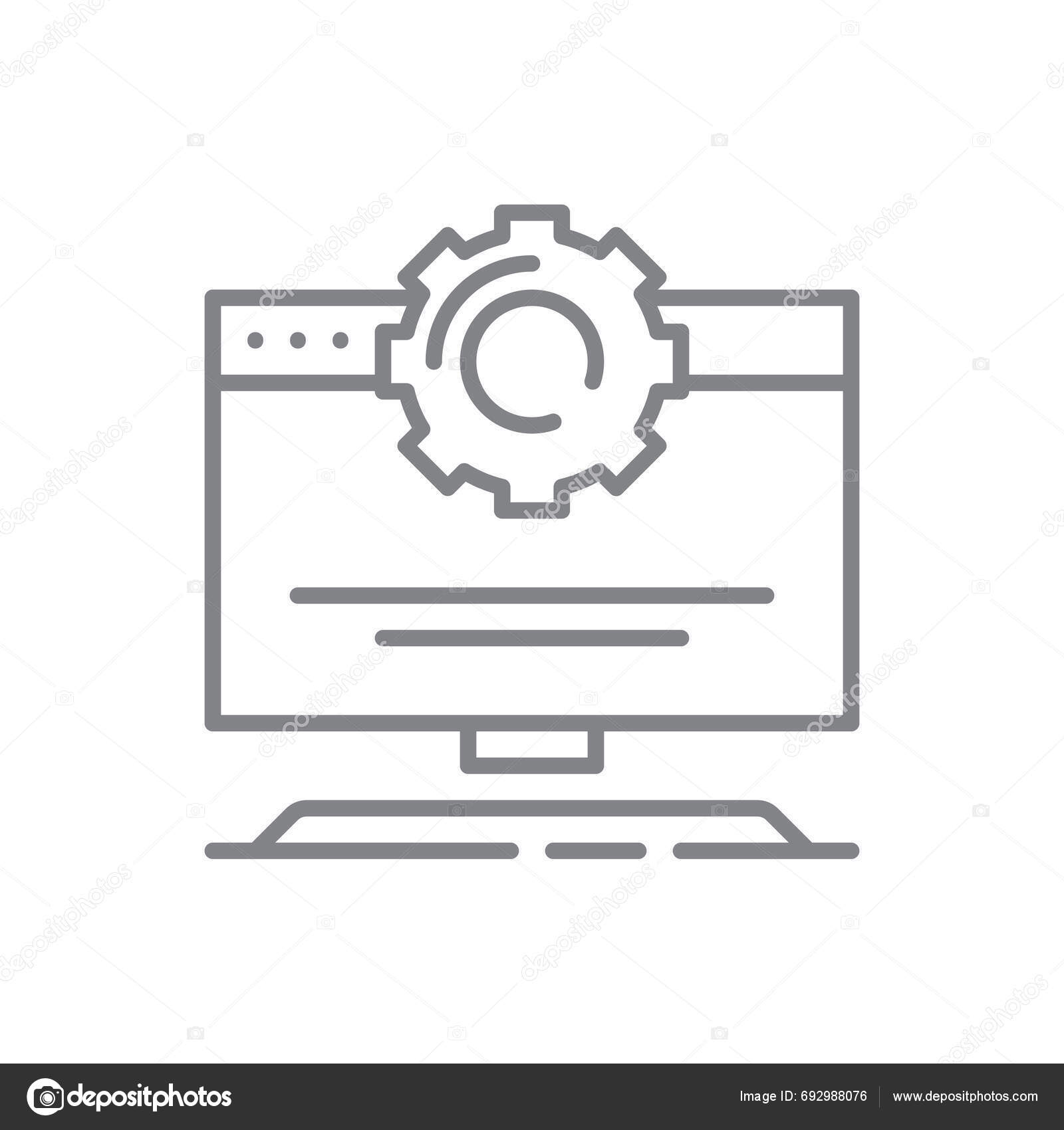 Computer Setting Information Technology Icon Black Outline Style Gear ...