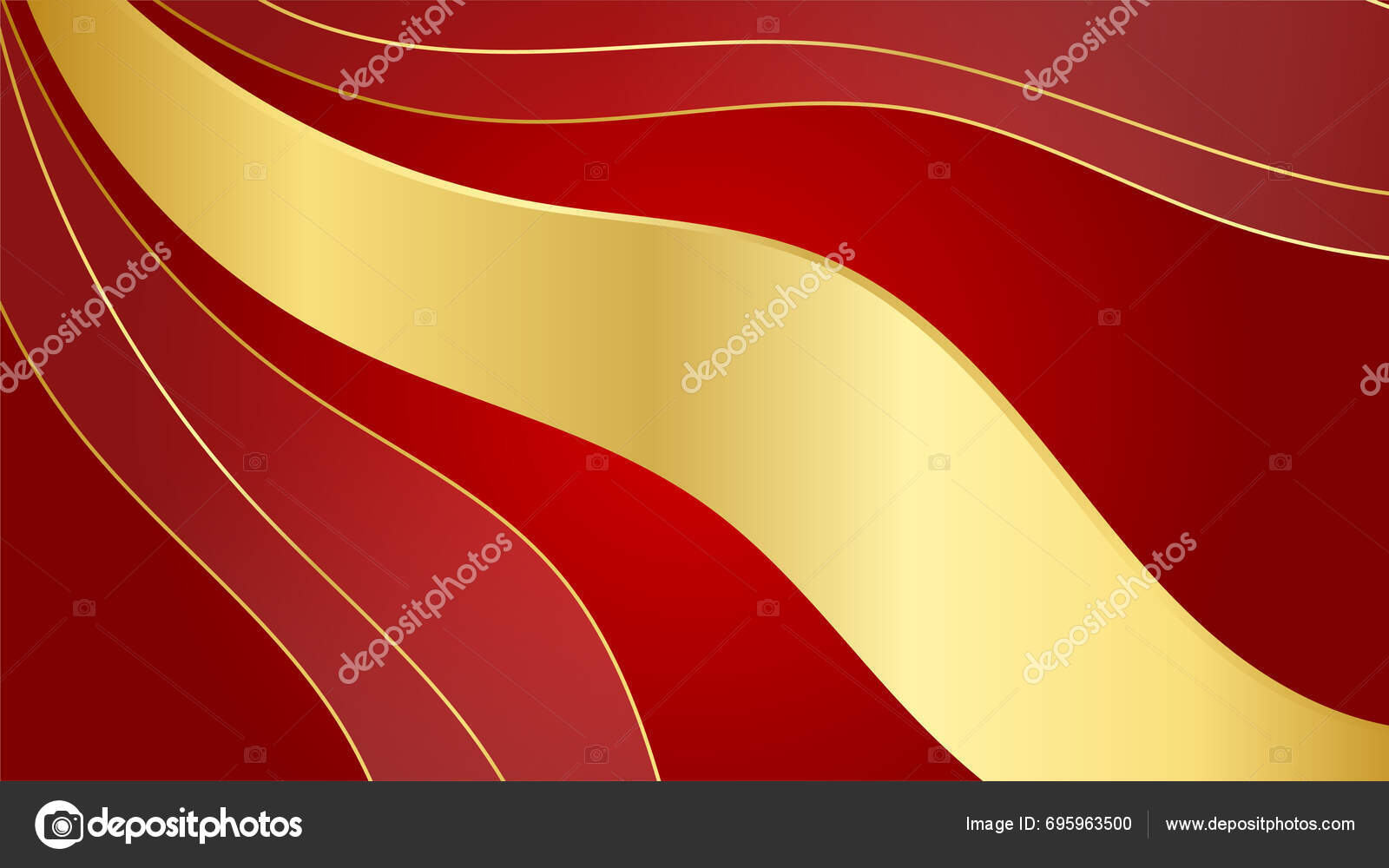 Abstract Red Gold Shapes Background Curve Wave Stock Vector by ...