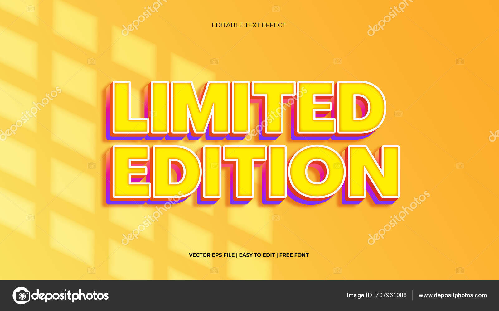 Modern Limited Edition Text Effect Template Bold Type Style Retro Stock ...