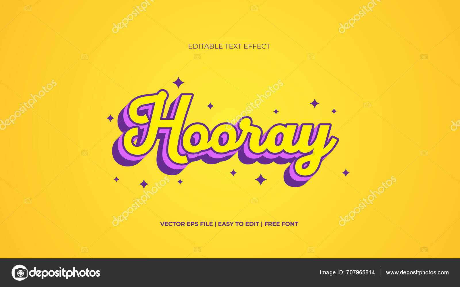Hooray Editable Text Effects Style Text Effects Stock Vector by ...