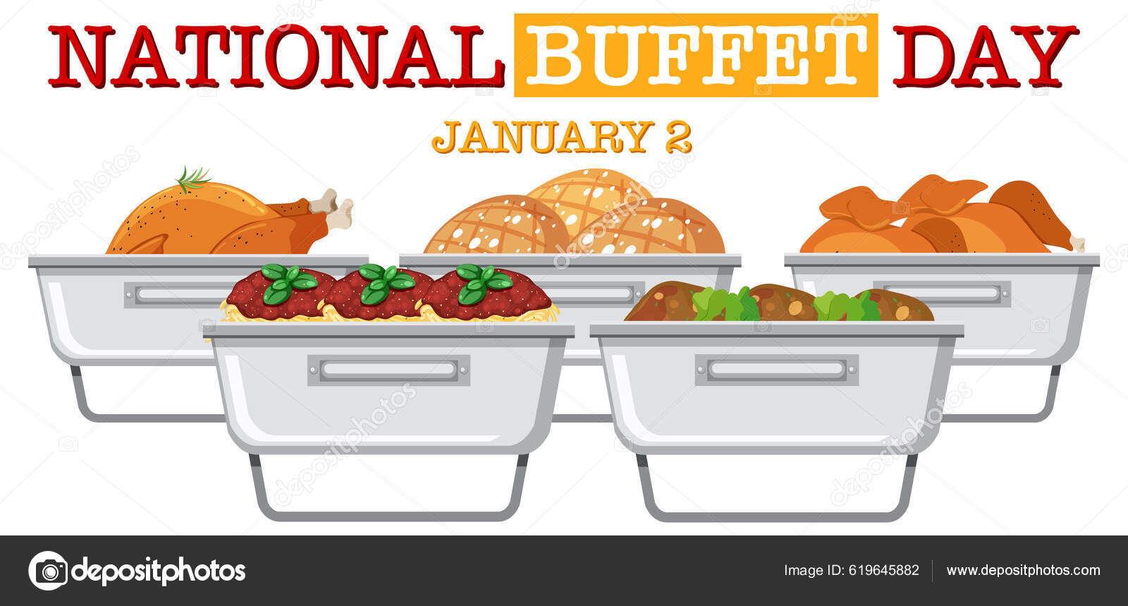 National Buffet Day Text Banner Design Illustration Stock Vector by ...