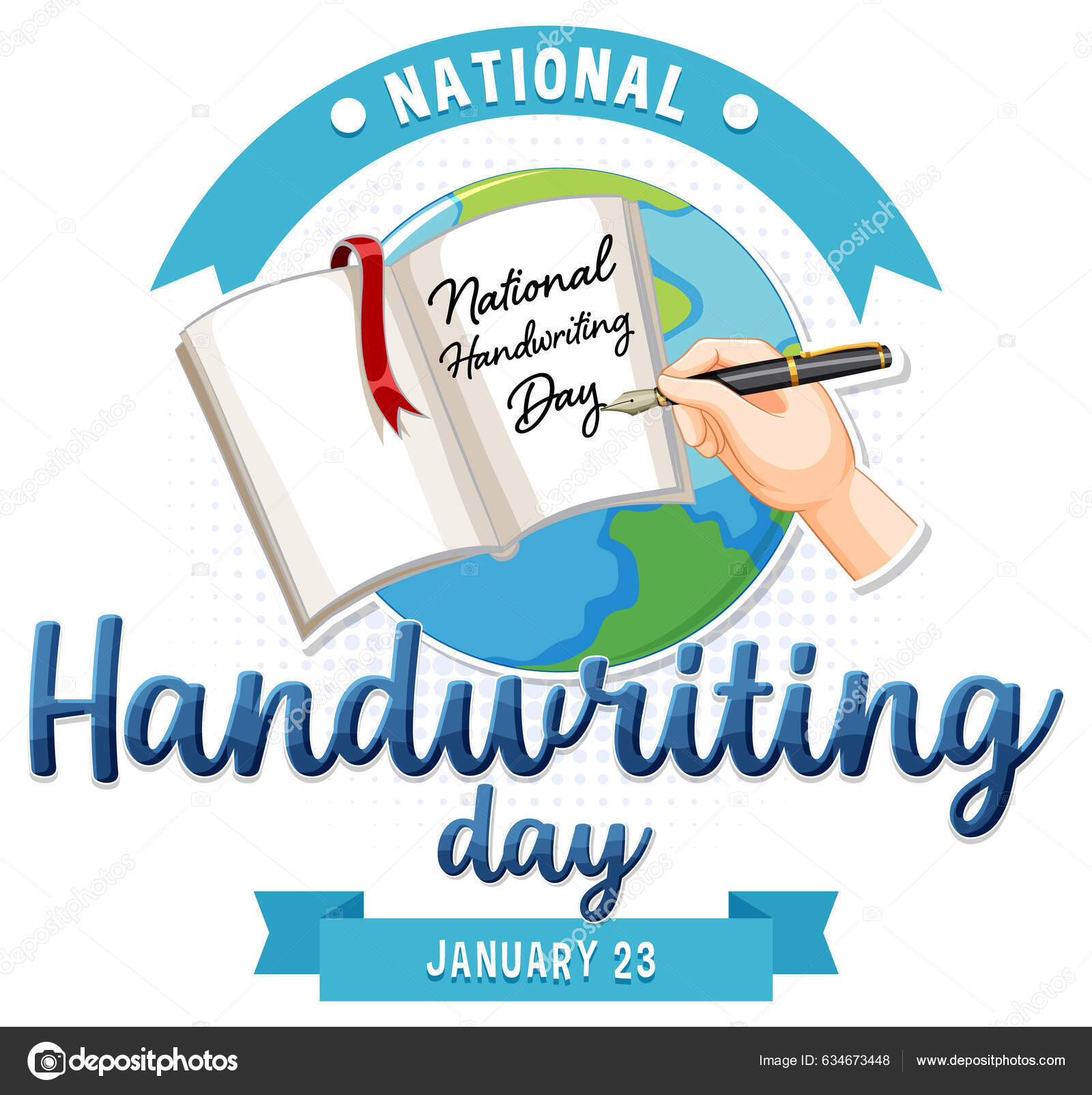 National Handwriting Day Banner Design Illustration Stock Vector by ...