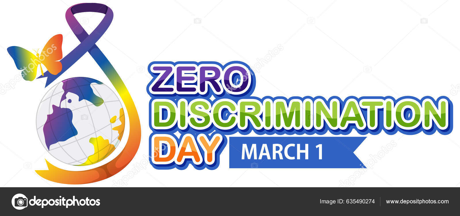 Zero Discrimination Day Banner Design Illustration Stock Vector by ...