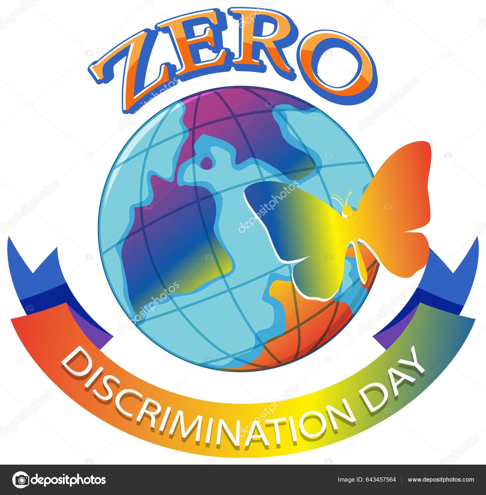 Zero Discrimination Day Banner Design Illustration Stock Vector by ...