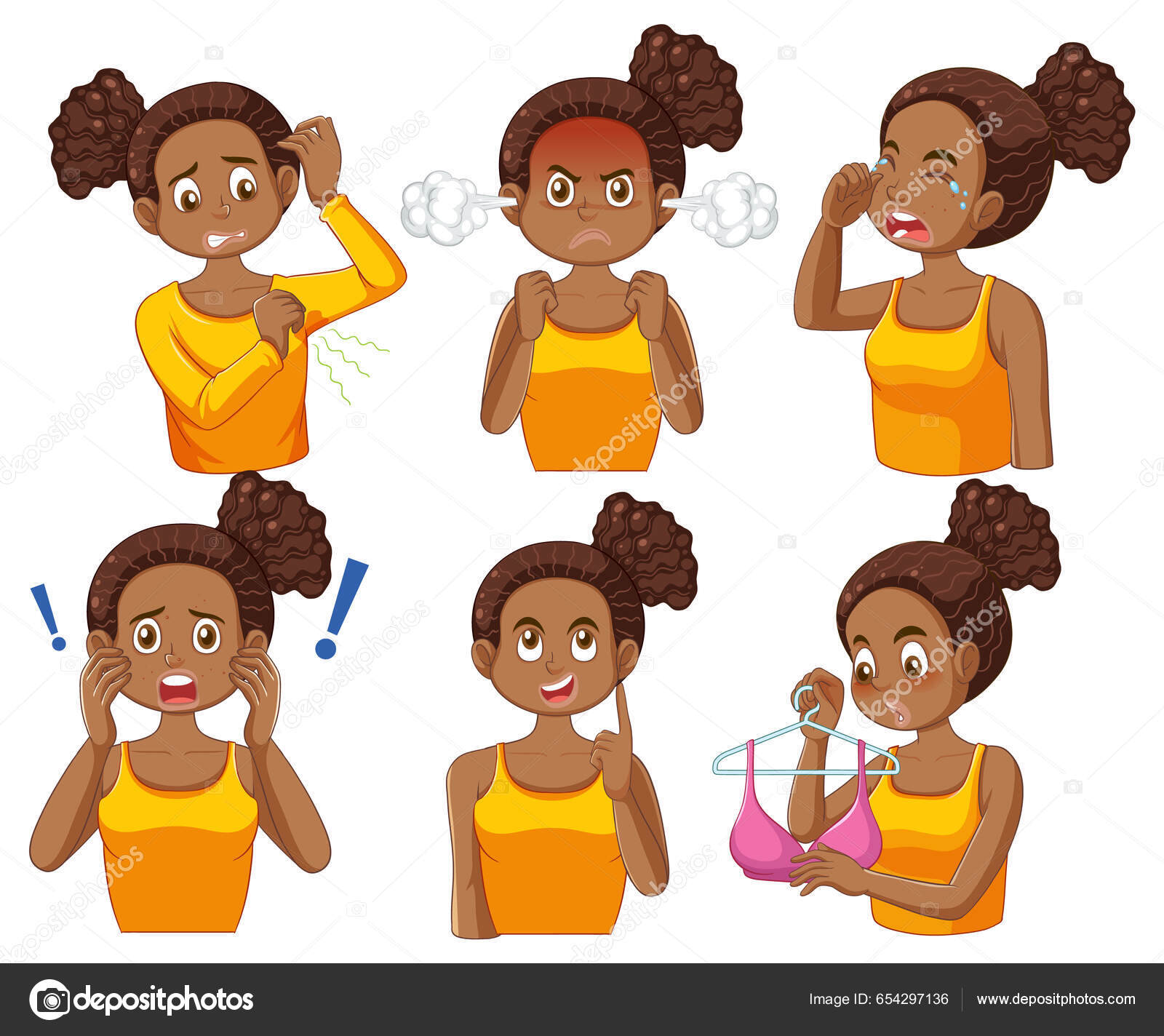 Muchacha Pubertad Cambios Emocionales Concepto Ilustración Vector de ...