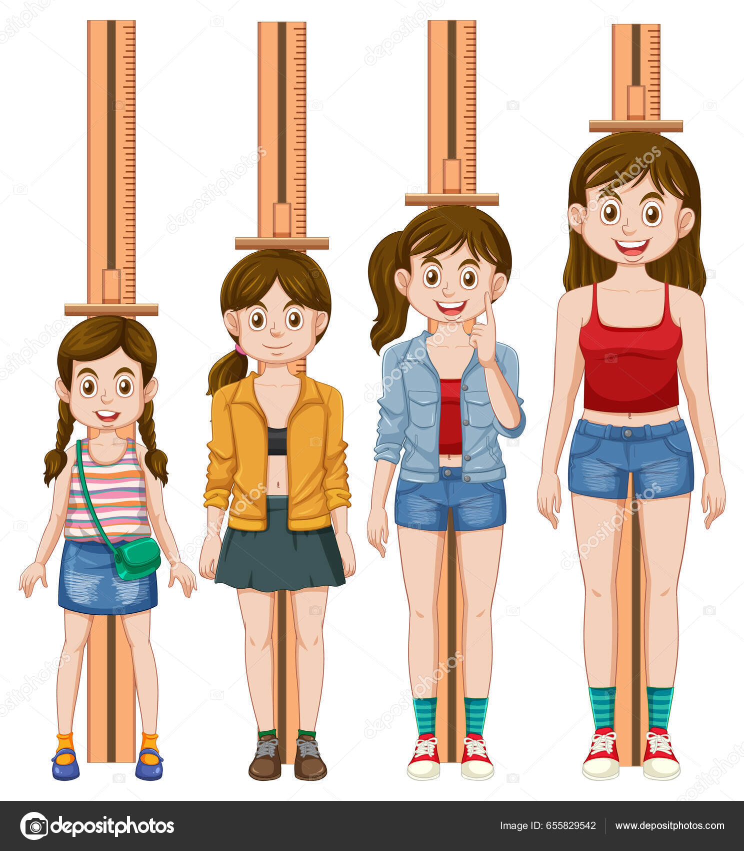 Puberty Girl Measuring Height Illustration Stock Vector by ...