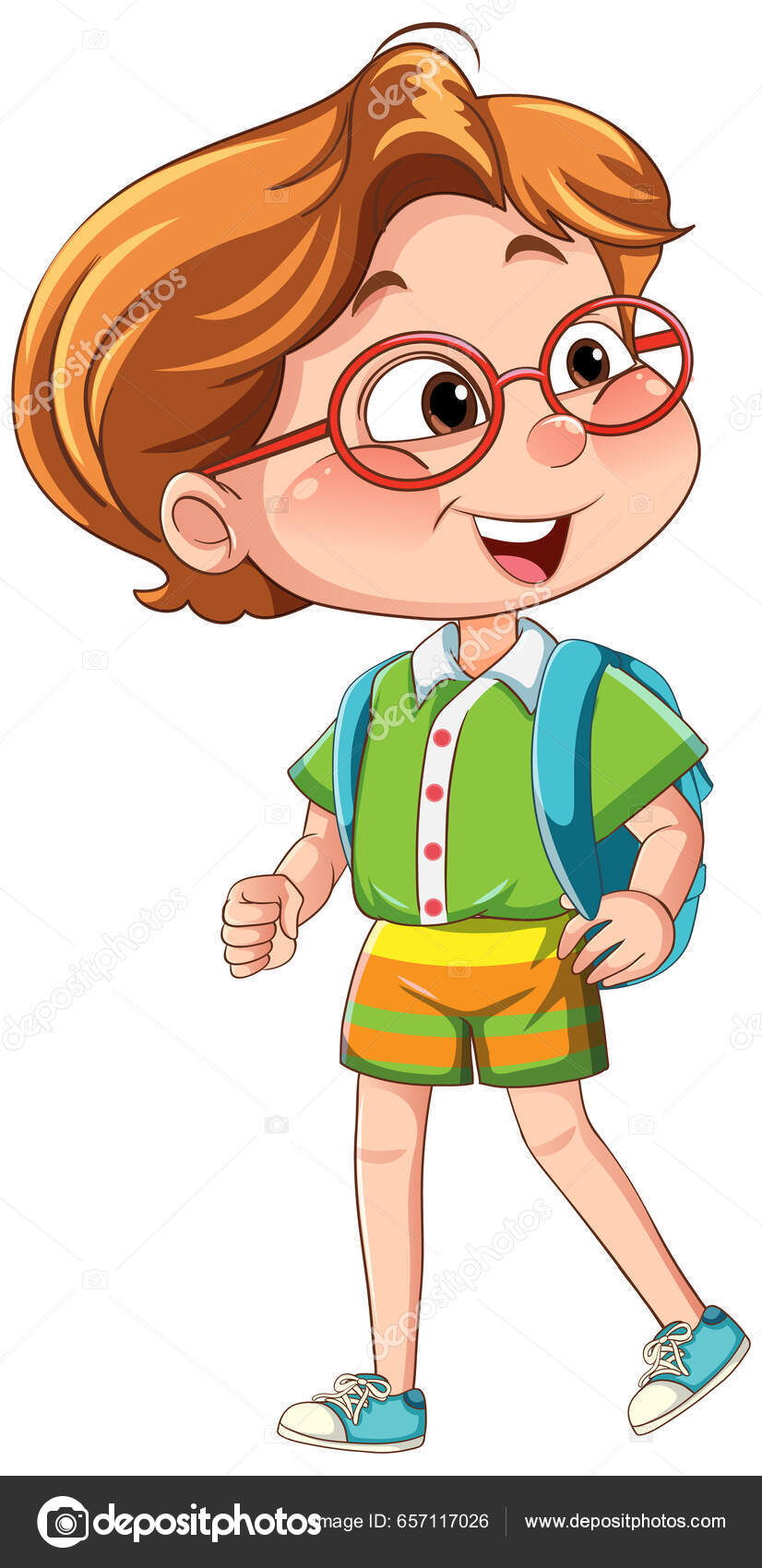 Cute Boy Cartoon Character Wearing Glasses Illustration Stock Vector by ...