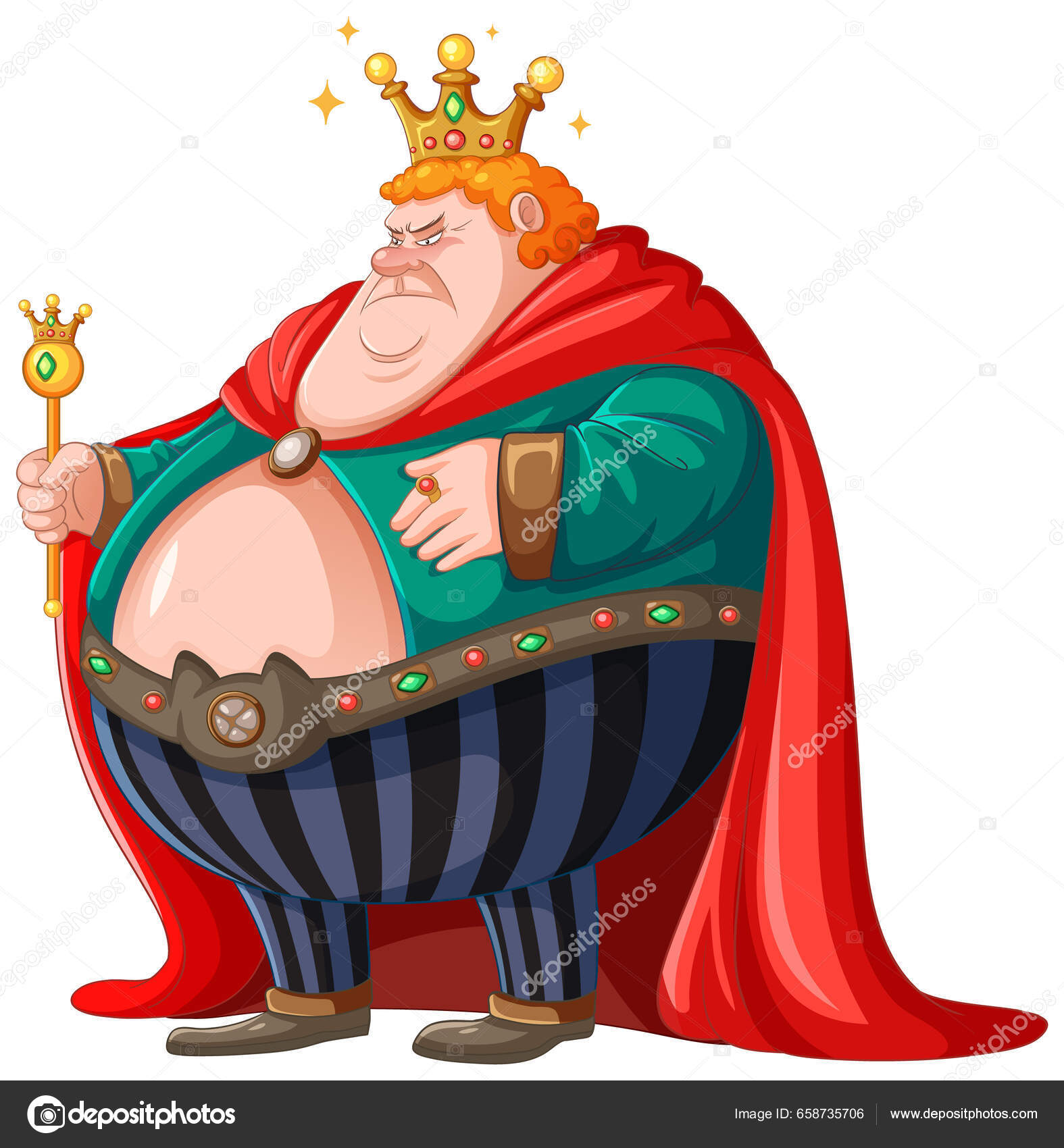 Grumpy Fairy Tale King Isolated Cartoon Character Illustration Stock ...