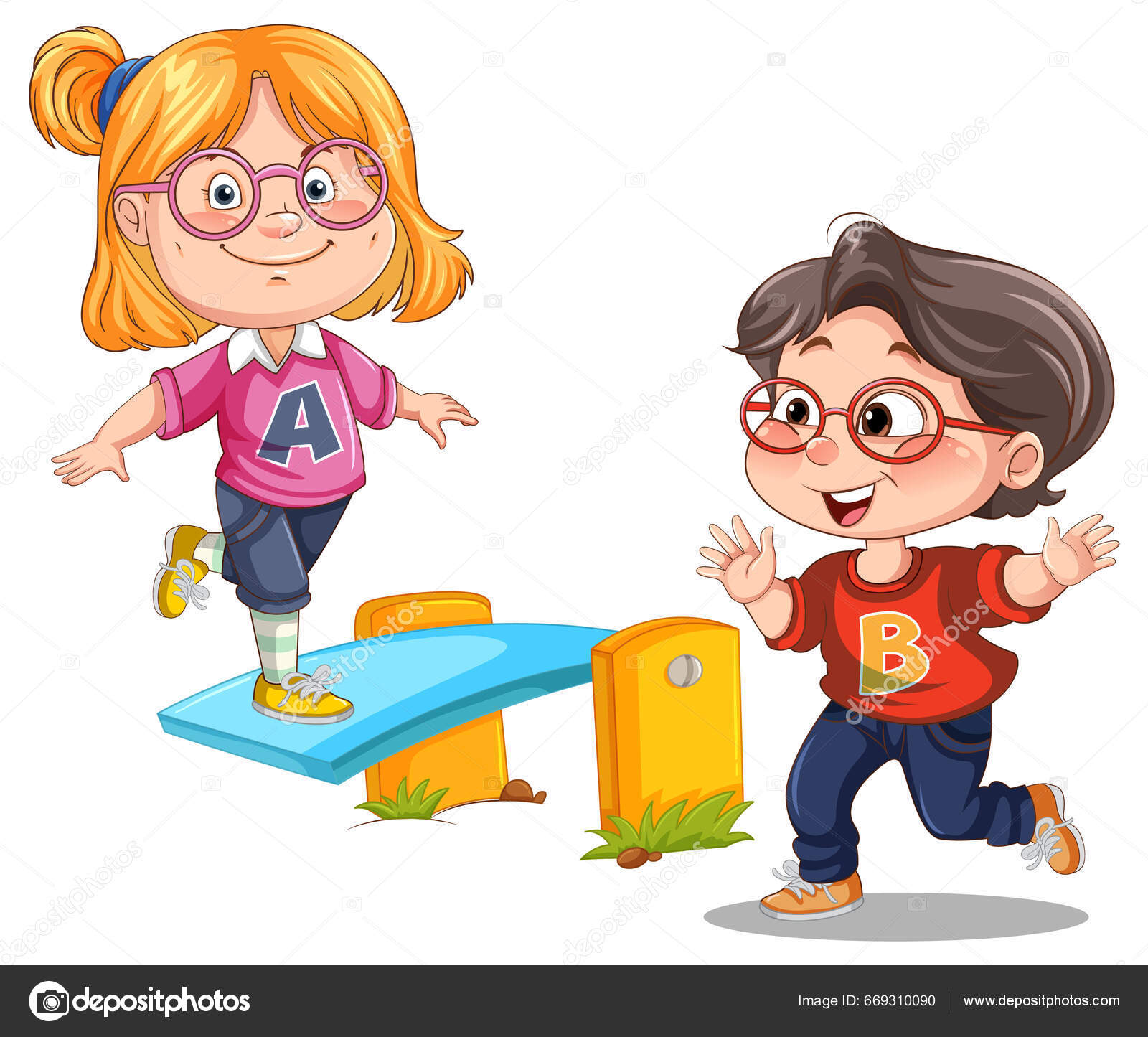 Niños Jugando Parque Infantil Ilustración Vector de stock por ...