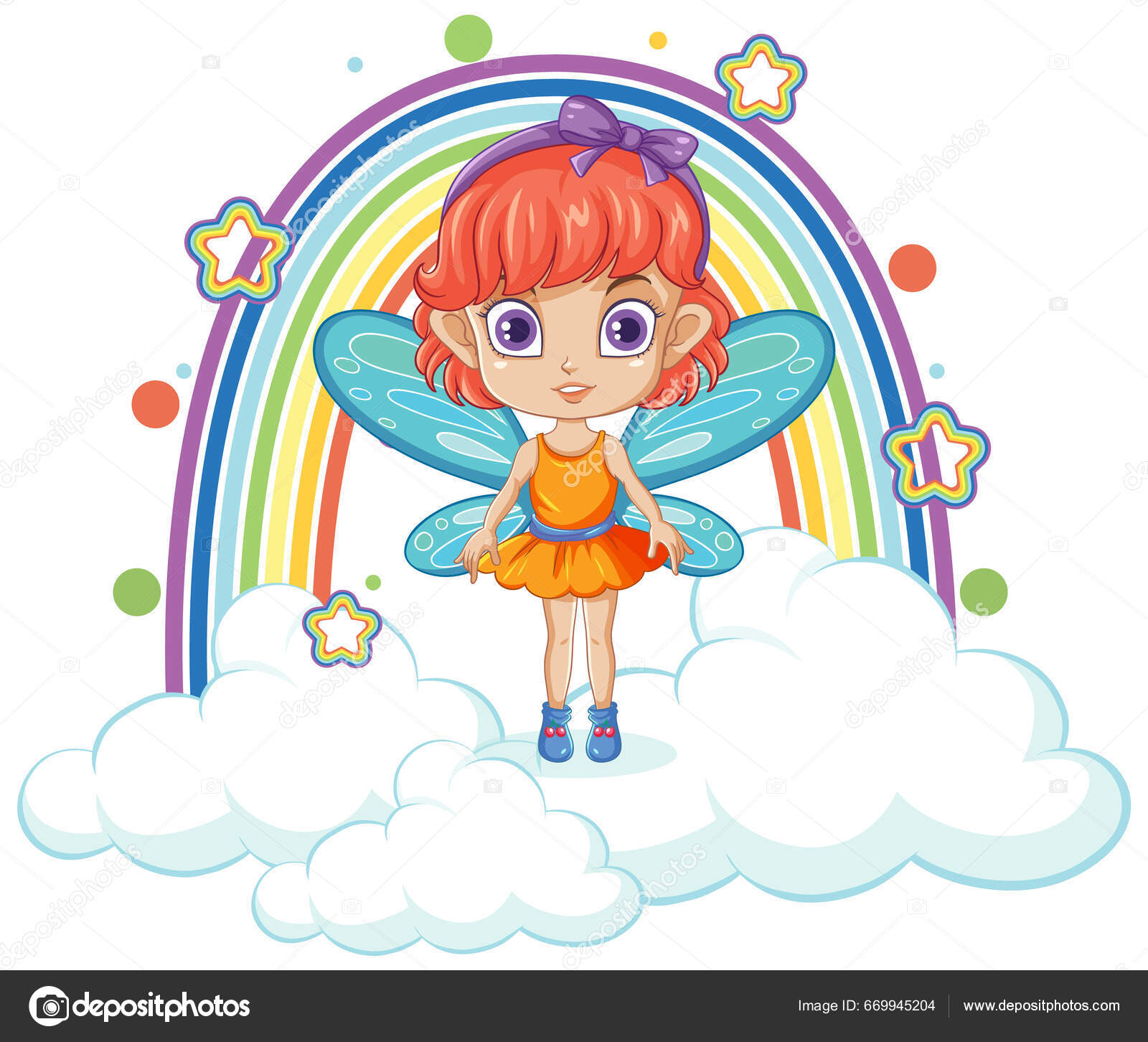 Una Ilustración Dibujos Animados Hadas Volando Sobre Cielo Lleno Nubes ...