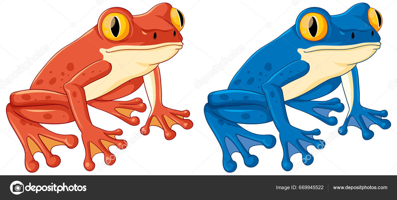 Ilustración Animada Alegre Una Rana Aislada Sobre Fondo Blanco Vector ...