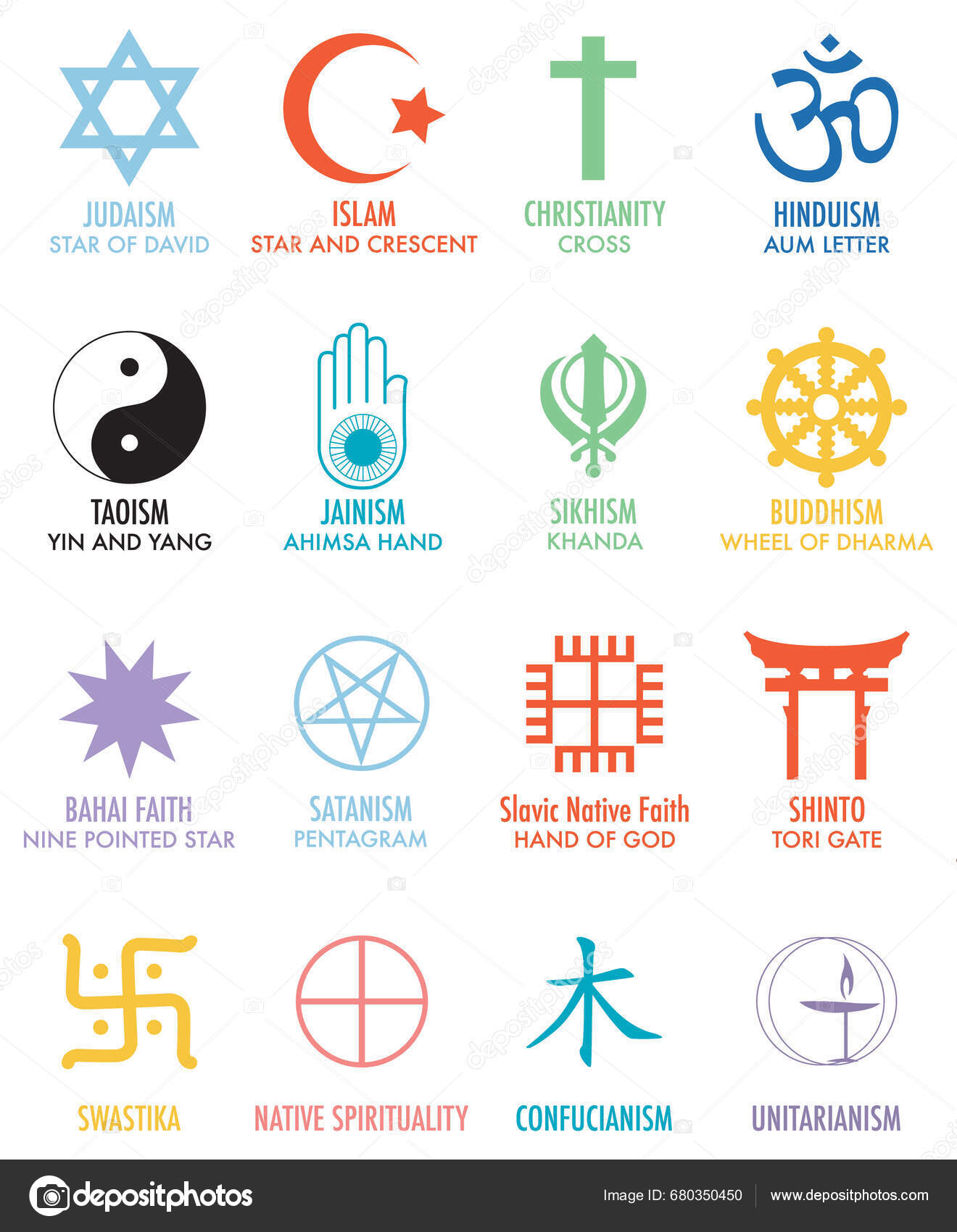 Vibrant Collection Religious Symbols Signs Stock Vector by ...