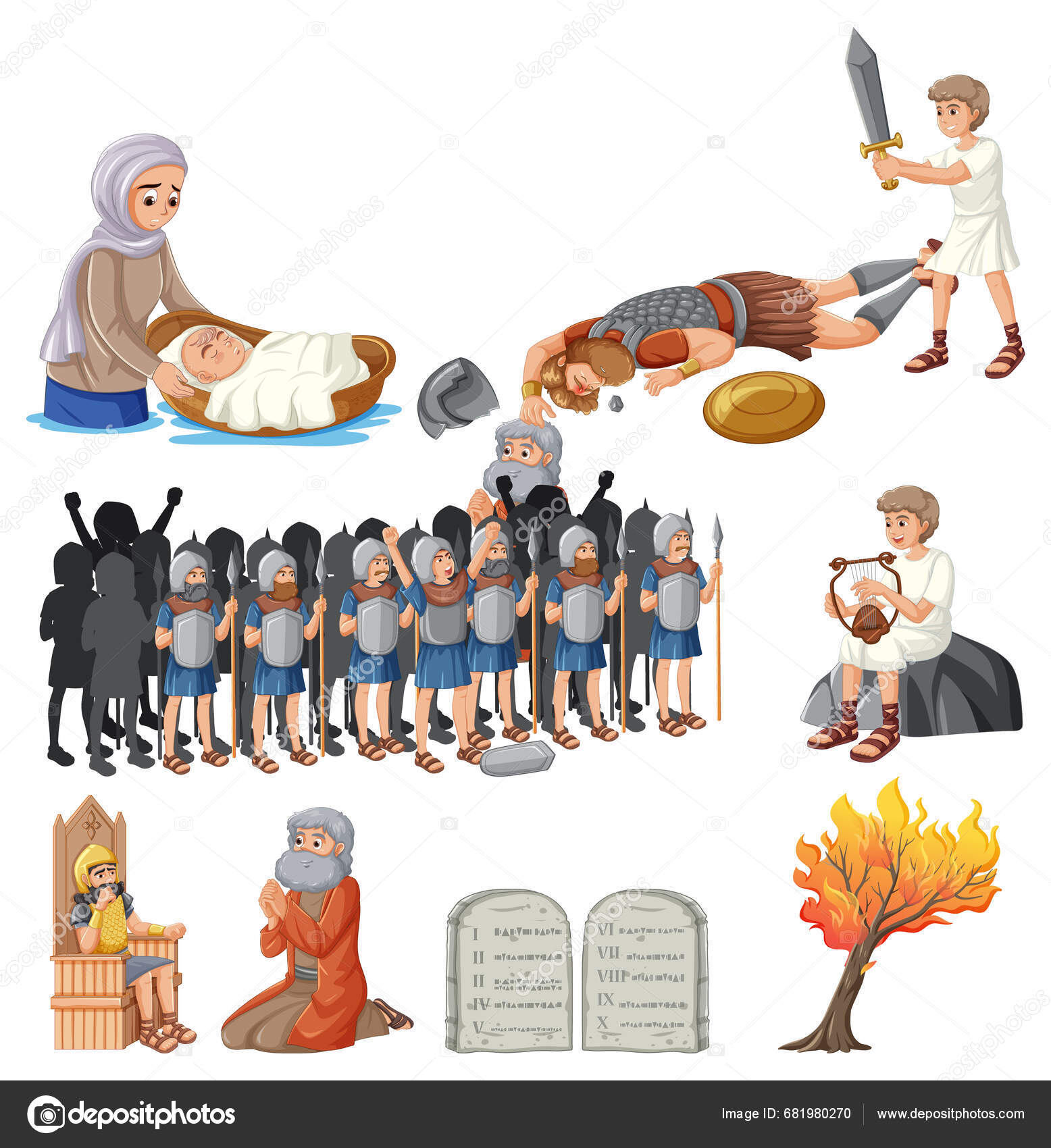 Vector Cartoon Illustration Characters Bible Stories Stock Vector by ...