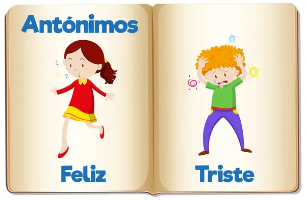 Illustrated Picture Word Card Spanish Education Antonyms Stock Vector ...