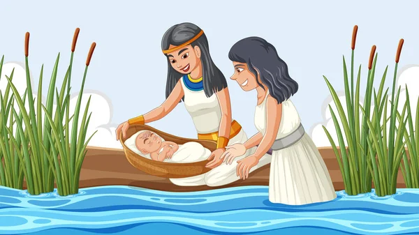 Ilustración de la historia bíblica donde la hija del Faraón encuentra ...