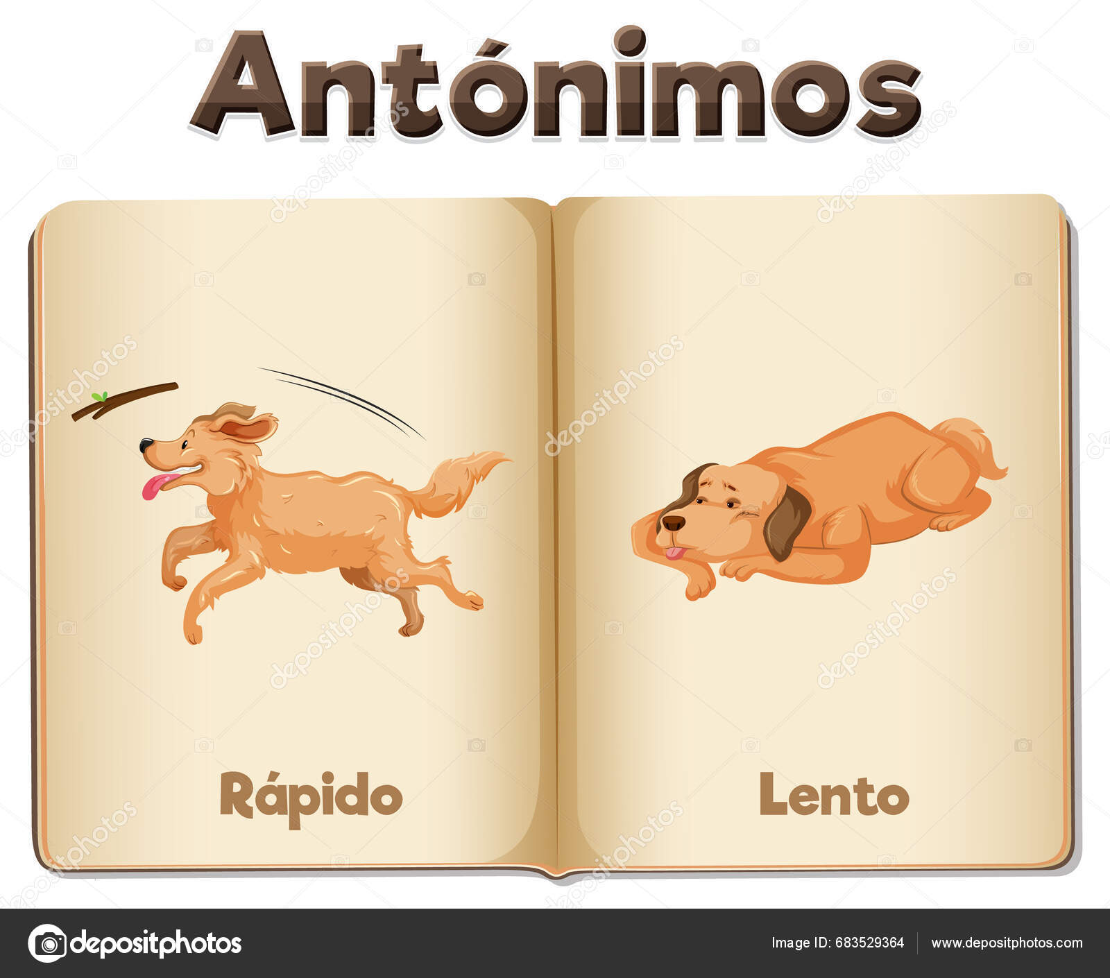 Una Ilustración Vectorial Dibujos Animados Que Representa Los Antónimos ...