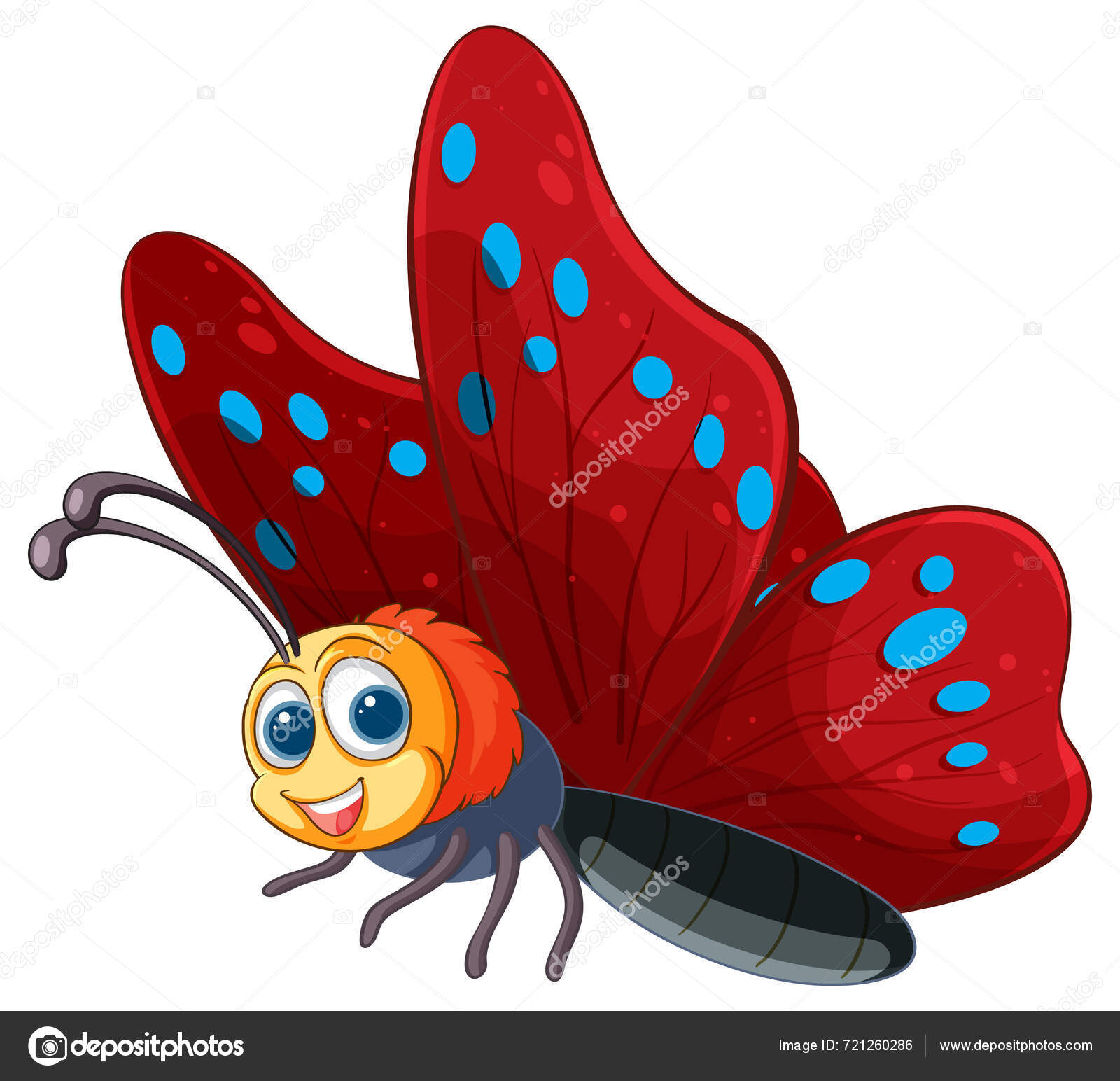 Colorful Vector Illustration Smiling Butterfly Stock Vector by ...