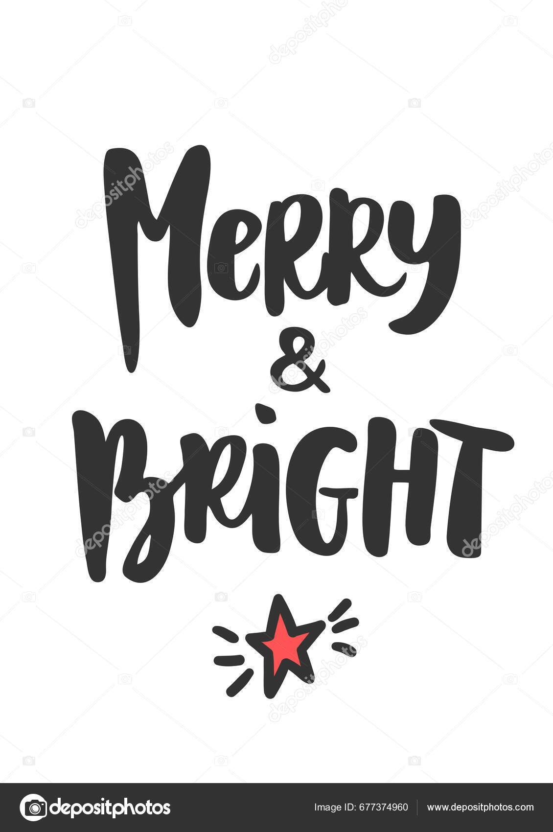 Simple Christmas Card Hand Drawn Text Star Symbol Isolated White Stock ...