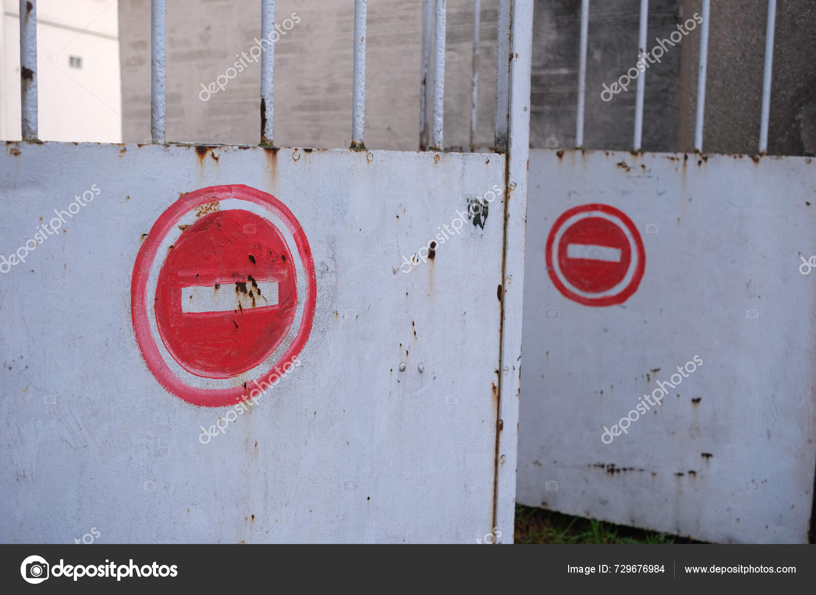 Prohibited Direction Signs Clumsily Painted White Private Door — Stock ...