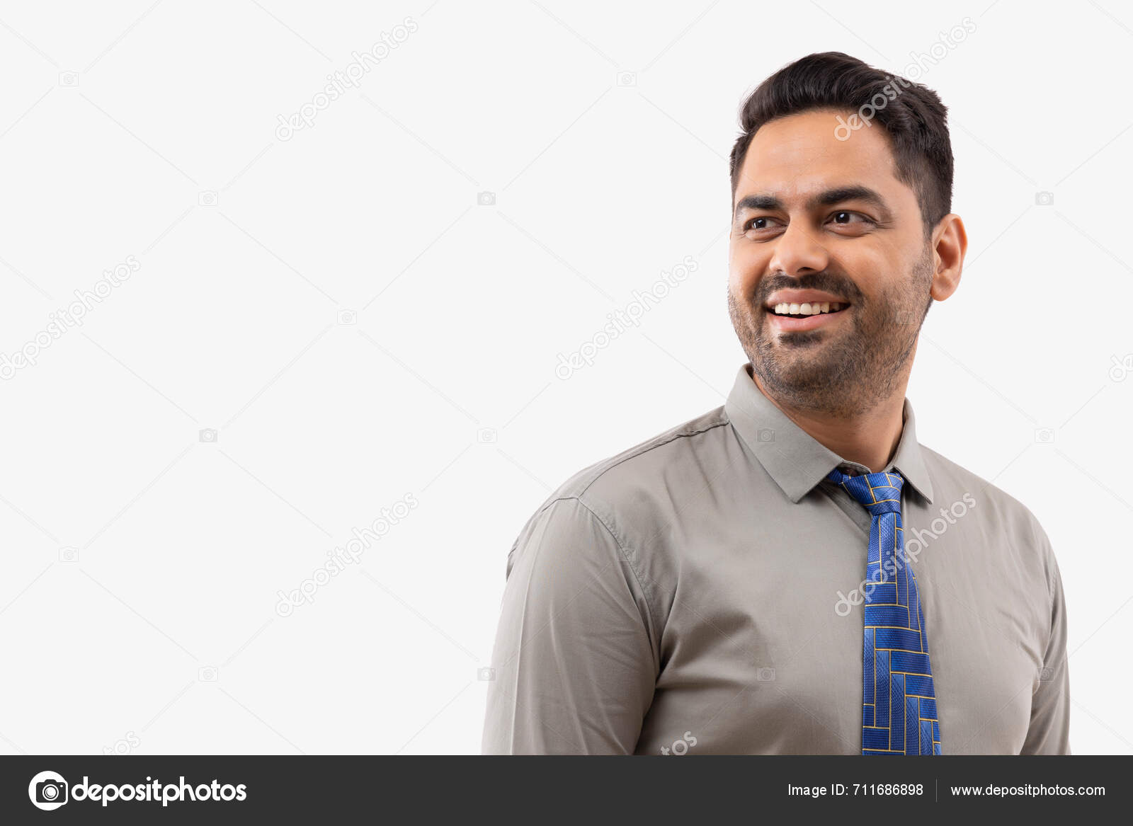 Portrait Cheerful Young Businessman Looking Elsewhere — Stock Photo ...
