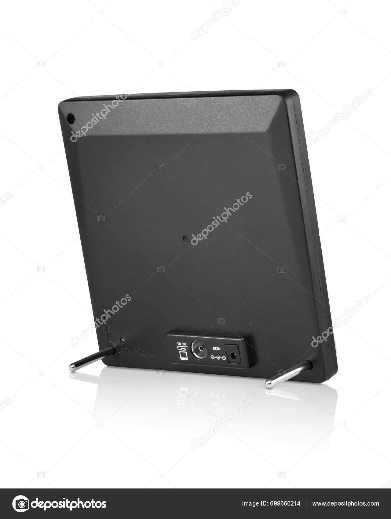 Three Quarter Back View Uhf Vhf Black Square Antenna White — Stock ...