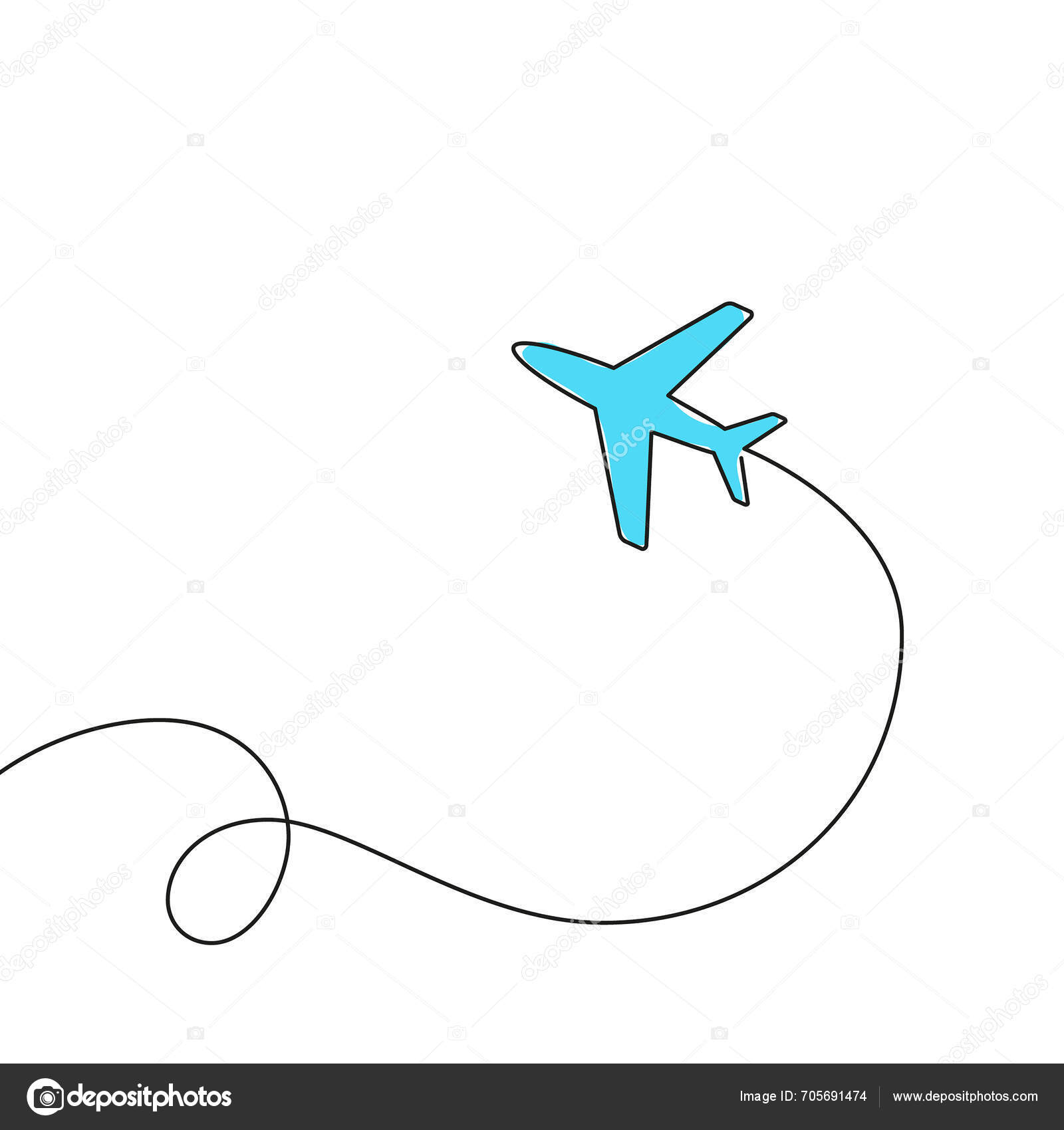 Vector Illustration Airplane Path Drawn Single Continuous Line Concept ...