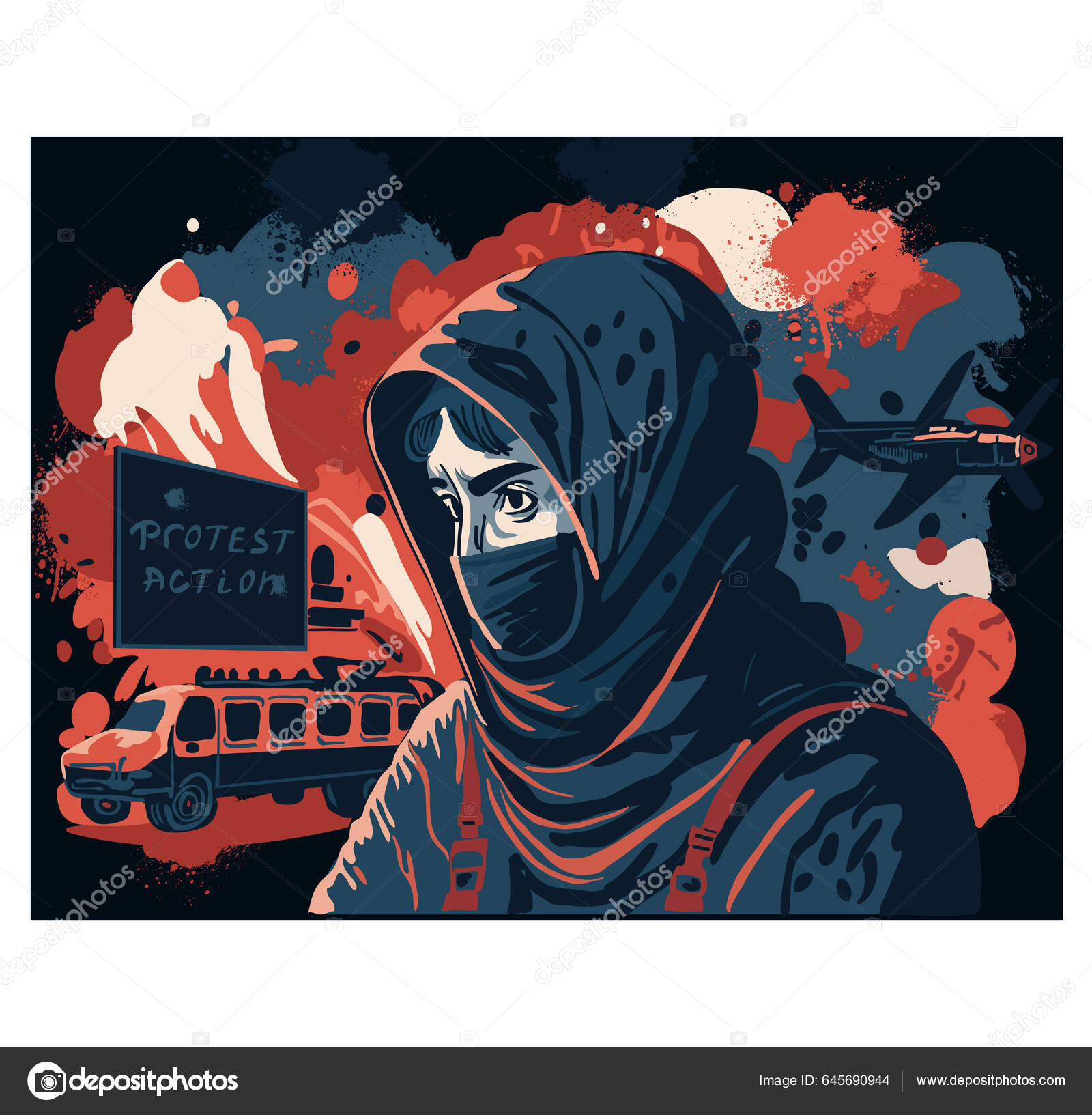 Mass Riots Abstract Illustration Fight Protest Action Stock ...