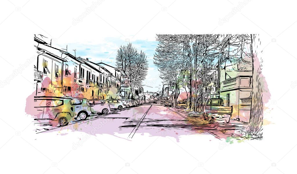 Imprimir Vista del edificio con hito de Pistoia es una ciudad en Italia ...