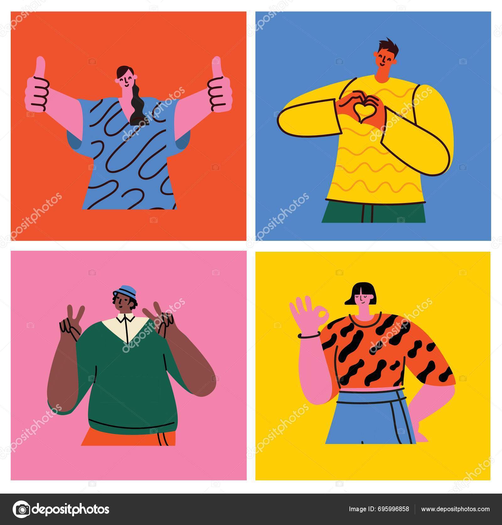 Happy Positive People Man Woman Team Team Gesturing Hands Fingers Stock ...