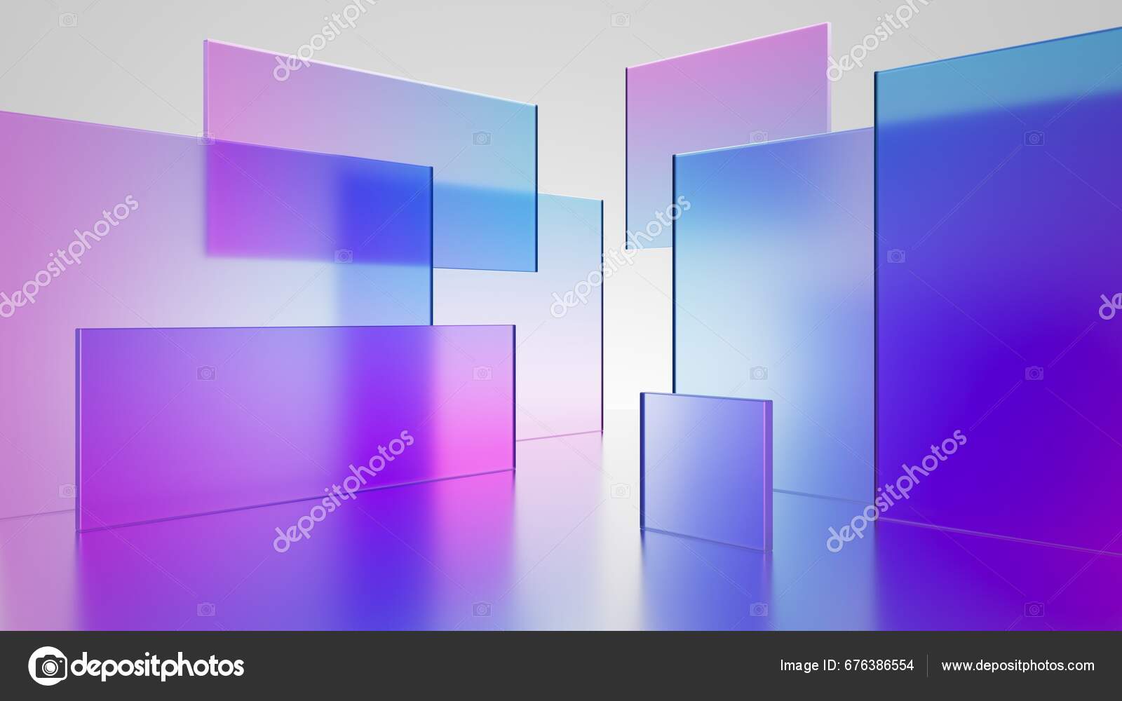 Render Abstract Geometric Background Translucent Glass Violet Pink Blue ...