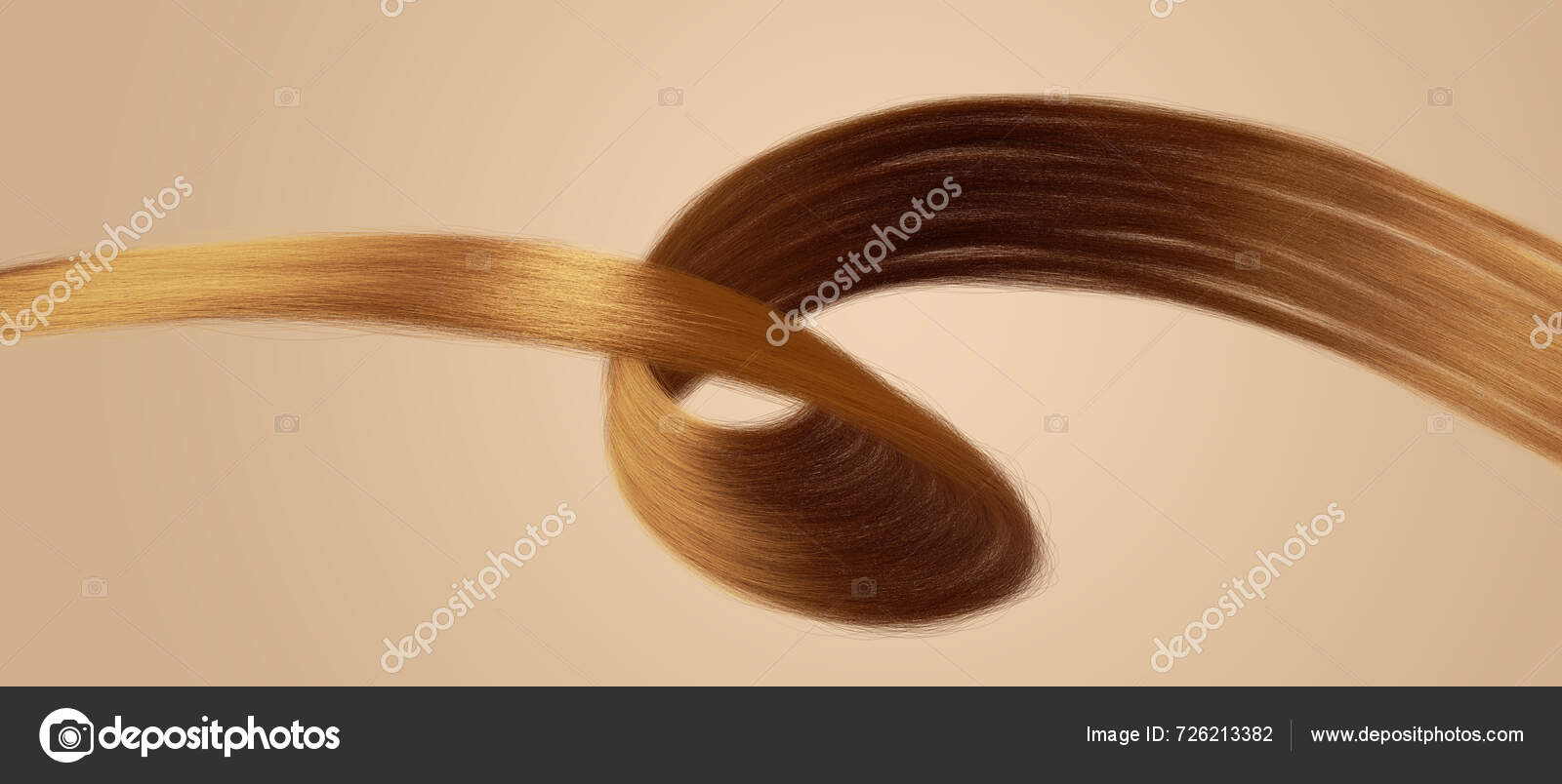 Realistic Rendering Healthy Red Hair Curly Strand Isolated Light Beige ...