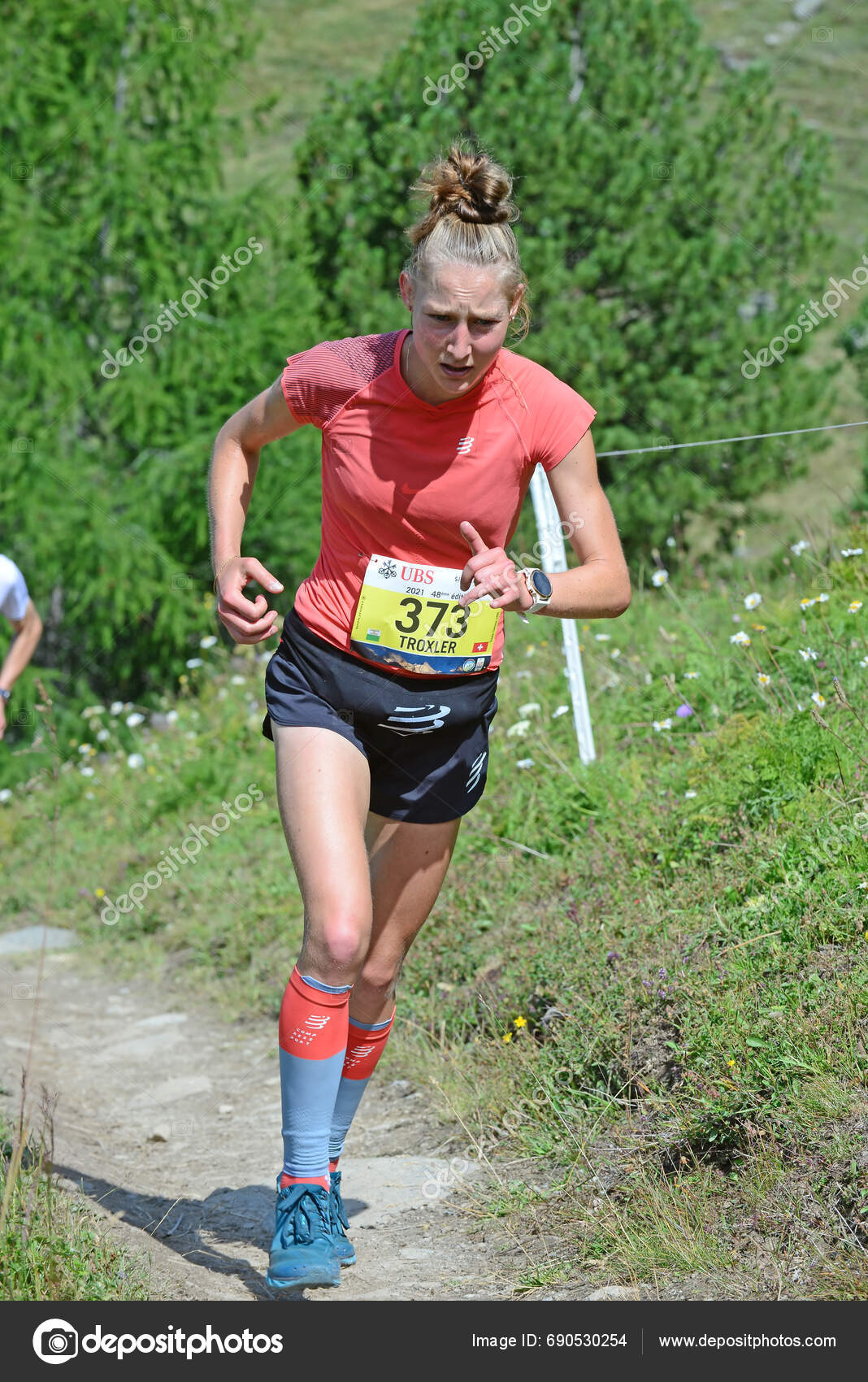 Zinal Switzerland August Elite Runner Simone Troxler Sui Sierre Zinal ...