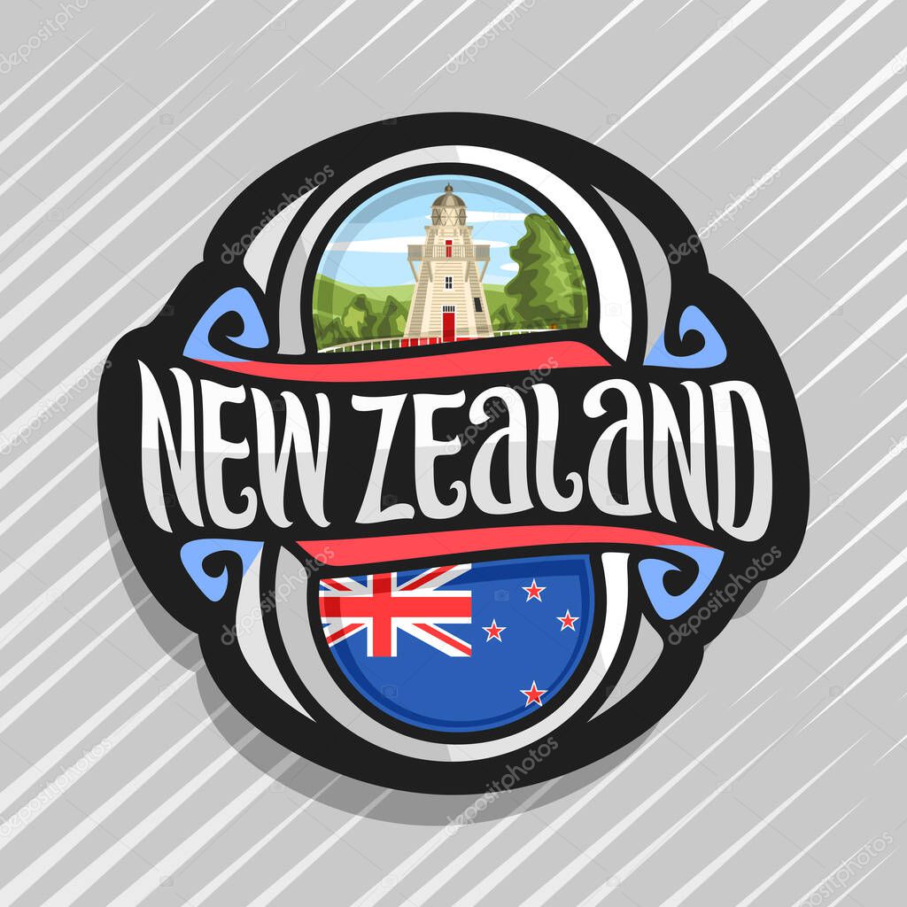 Logotipo vectorial para el país de Nueva Zelanda, imán de nevera con ...