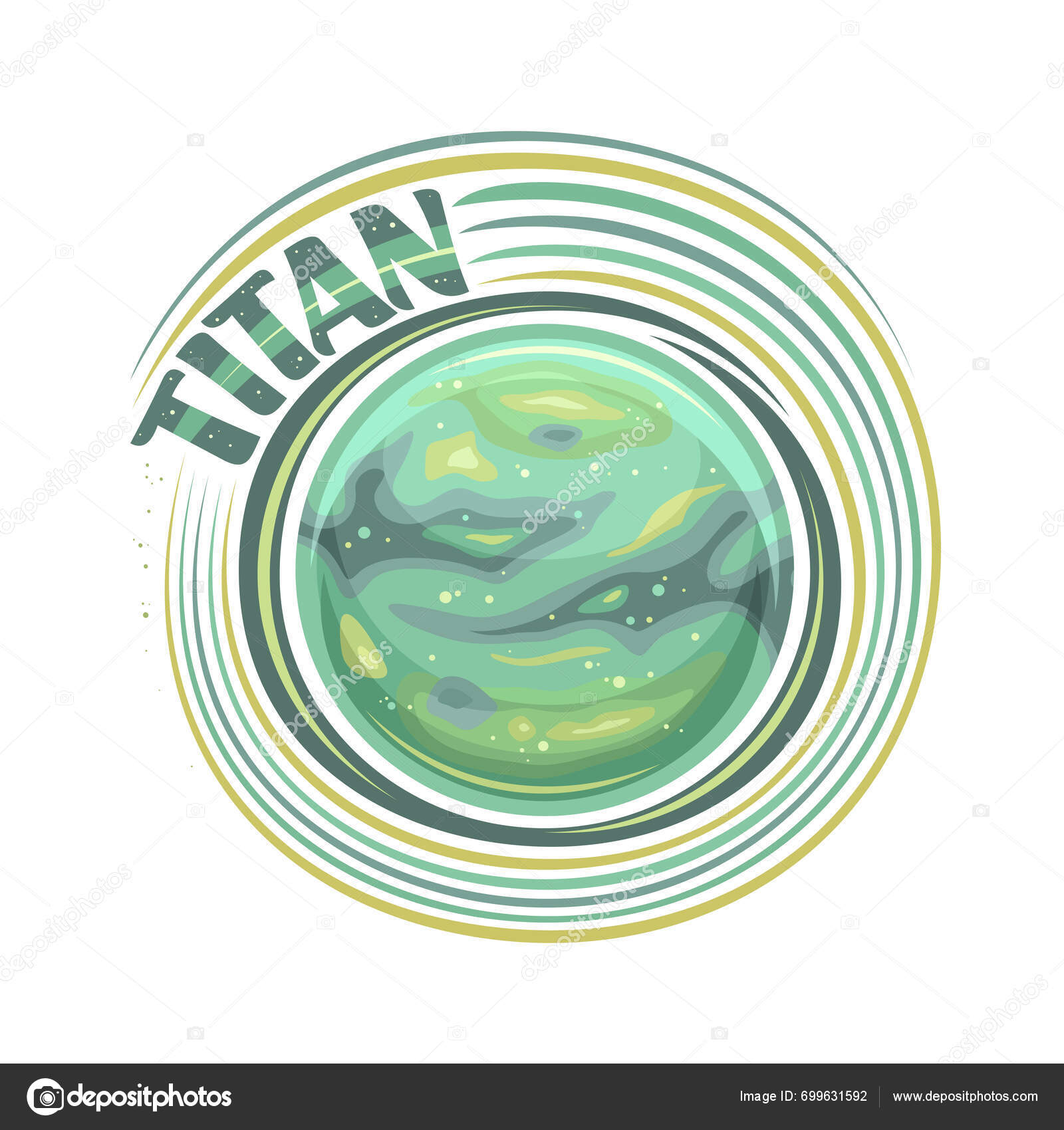 Vector Logo Titan Moon Decorative Cosmic Print Rotating Satellite Titan ...