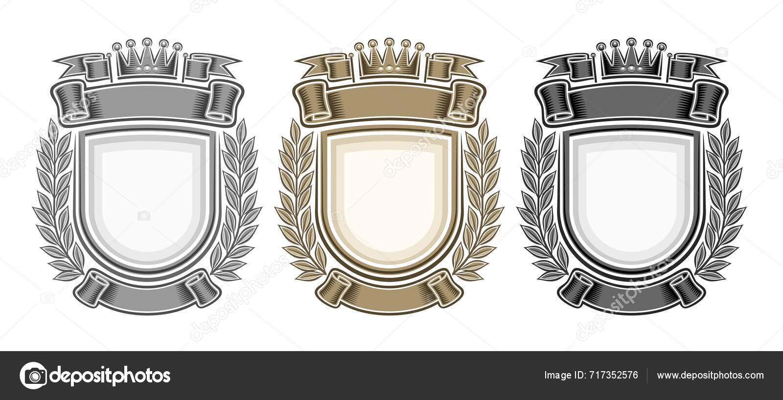 Vector Royal Crests Set Coleção Ilustrações Isoladas Layouts Crista ...