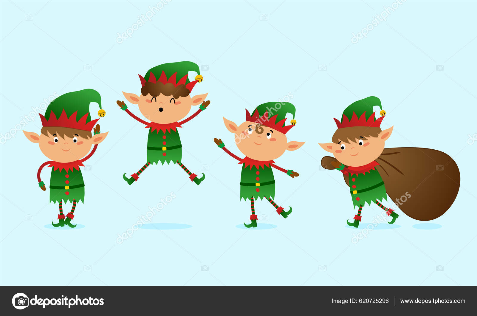 Christmas Elves Santa's Little Helpers Cartoon Style Merry Christmas ... Christmas Elves Santa's Little Helpers Cartoon Style Merry Christmas ...