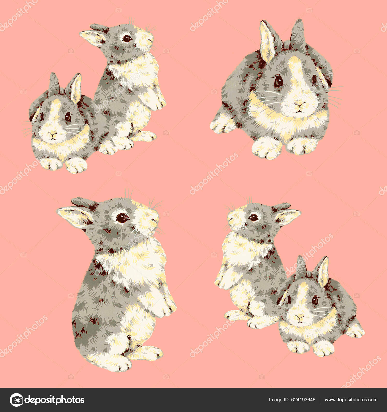 Collection Hand Drawn Rabbit Sketches Stock Illustration by ...