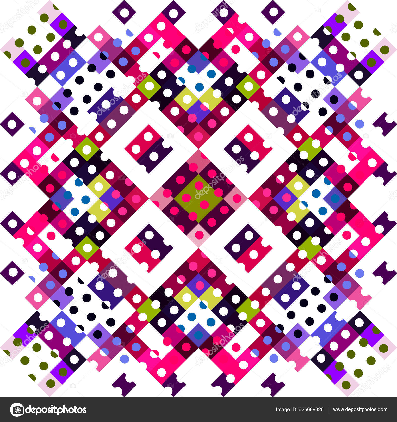 Whimsical Geometric Pixel Pattern Playful Fun Kaleidoscopic Pink ...