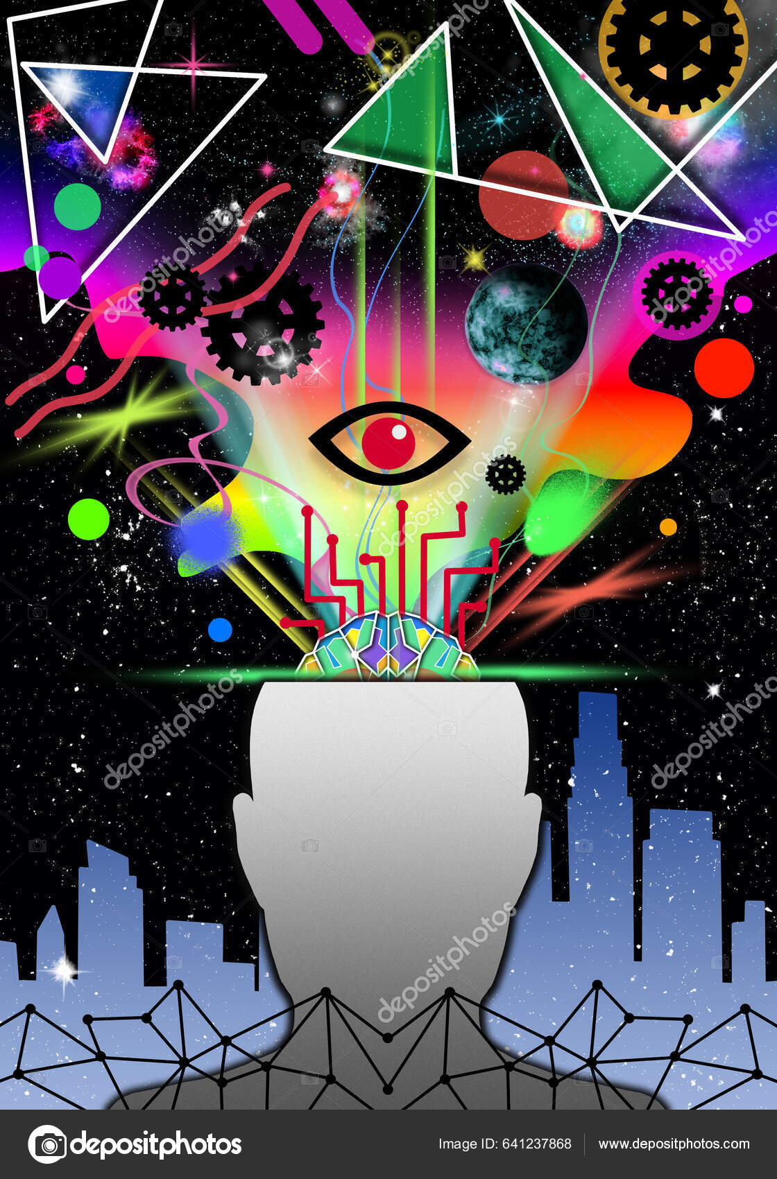 Human Head Exploding Generating Ideas Brainstorming Illustration ...