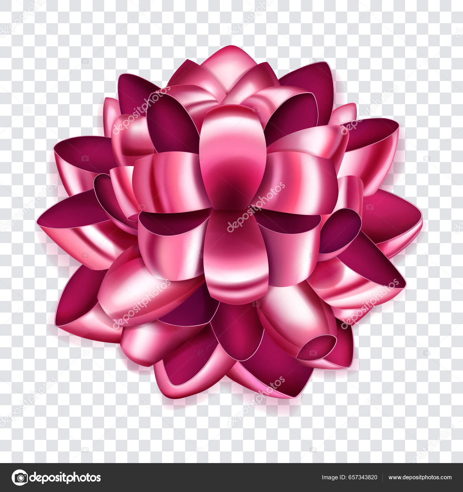 Beautiful Big Bow Made Pink Shiny Ribbon Loops Shadow Transparent Stock ...
