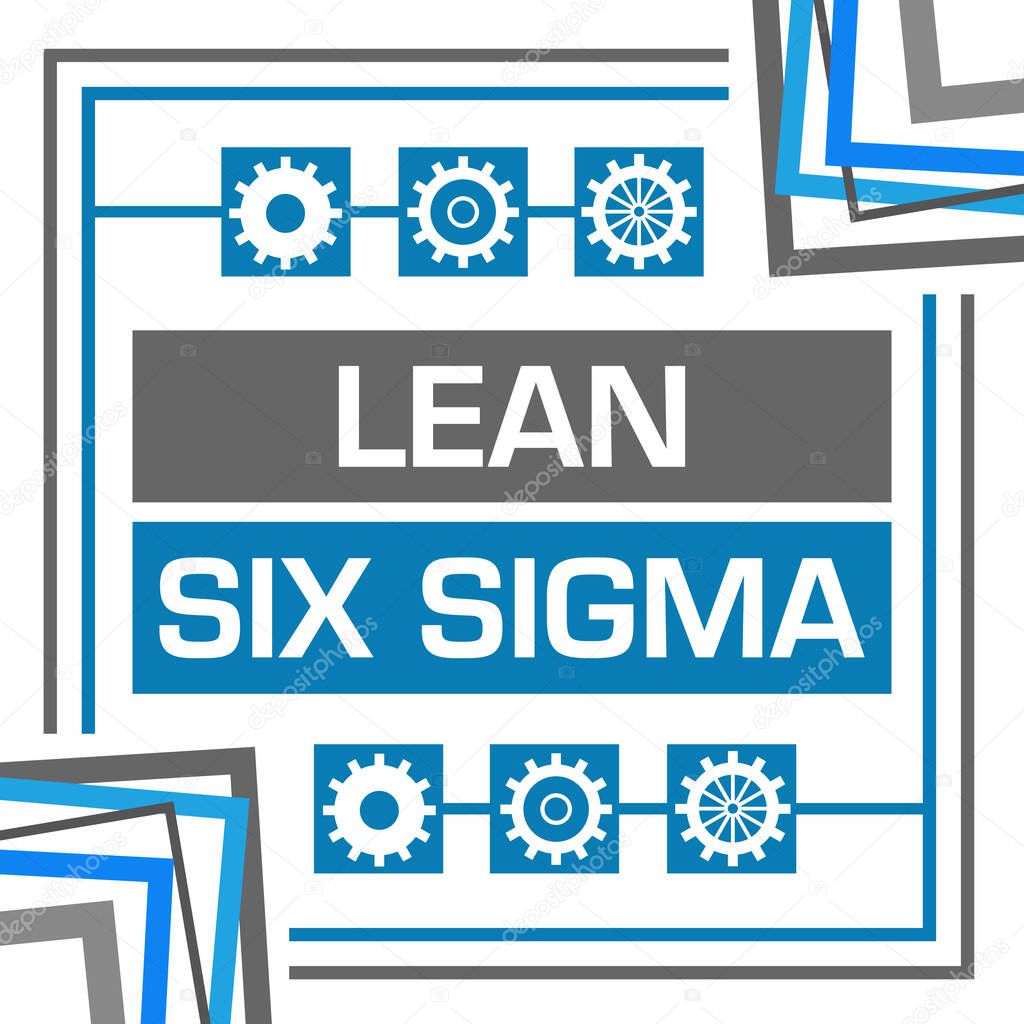 Imagen de concepto Lean Six Sigma con símbolos de texto y engranaje. 2023