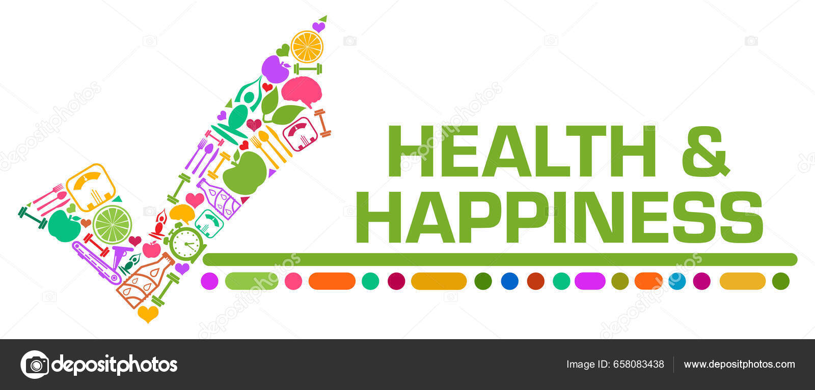 Health Happiness Concept Image Text Health Symbols — Stock Photo ...