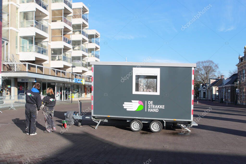 Hoogeveen, Netherlands- March 1, 2023: shack at Vincent van Gogh mural ...
