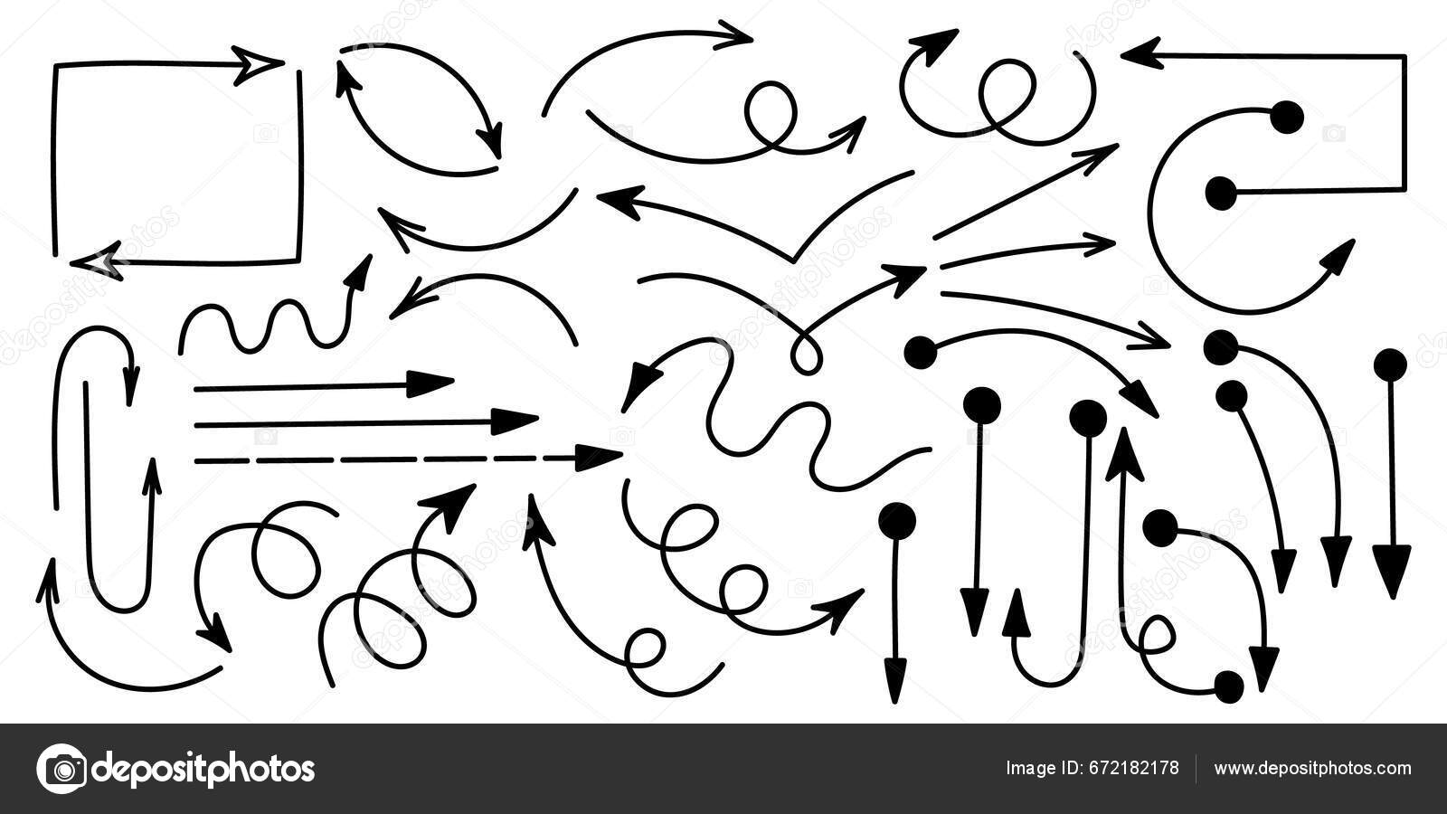 Set Vector Hand Drawn Curved Arrows Collection Pointers Vector ... Set Vector Hand Drawn Curved Arrows Collection Pointers Vector ...
