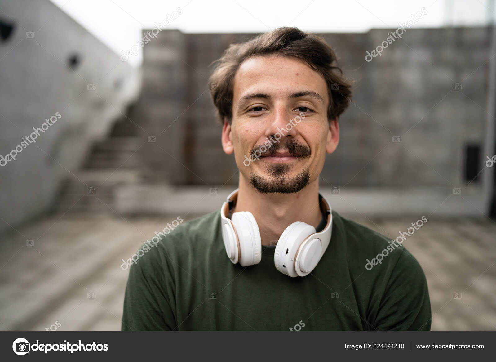 One Man Young Adult Caucasian Male Front View Portrait Modern — Stock ...