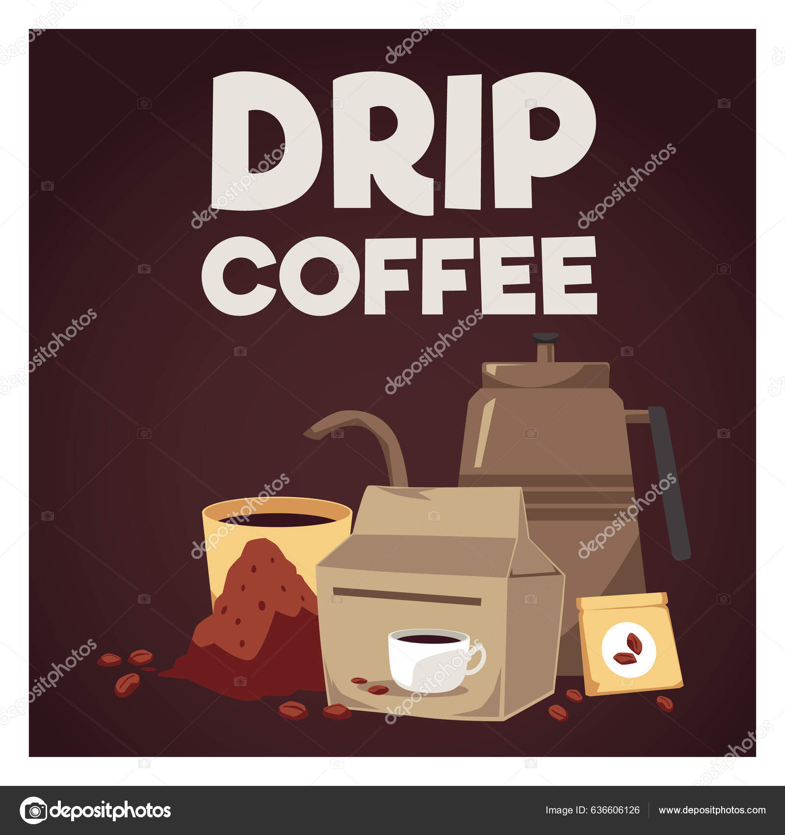 Drip Coffee Banner Card Design Flat Vector Illustration Coffee Brewing ...