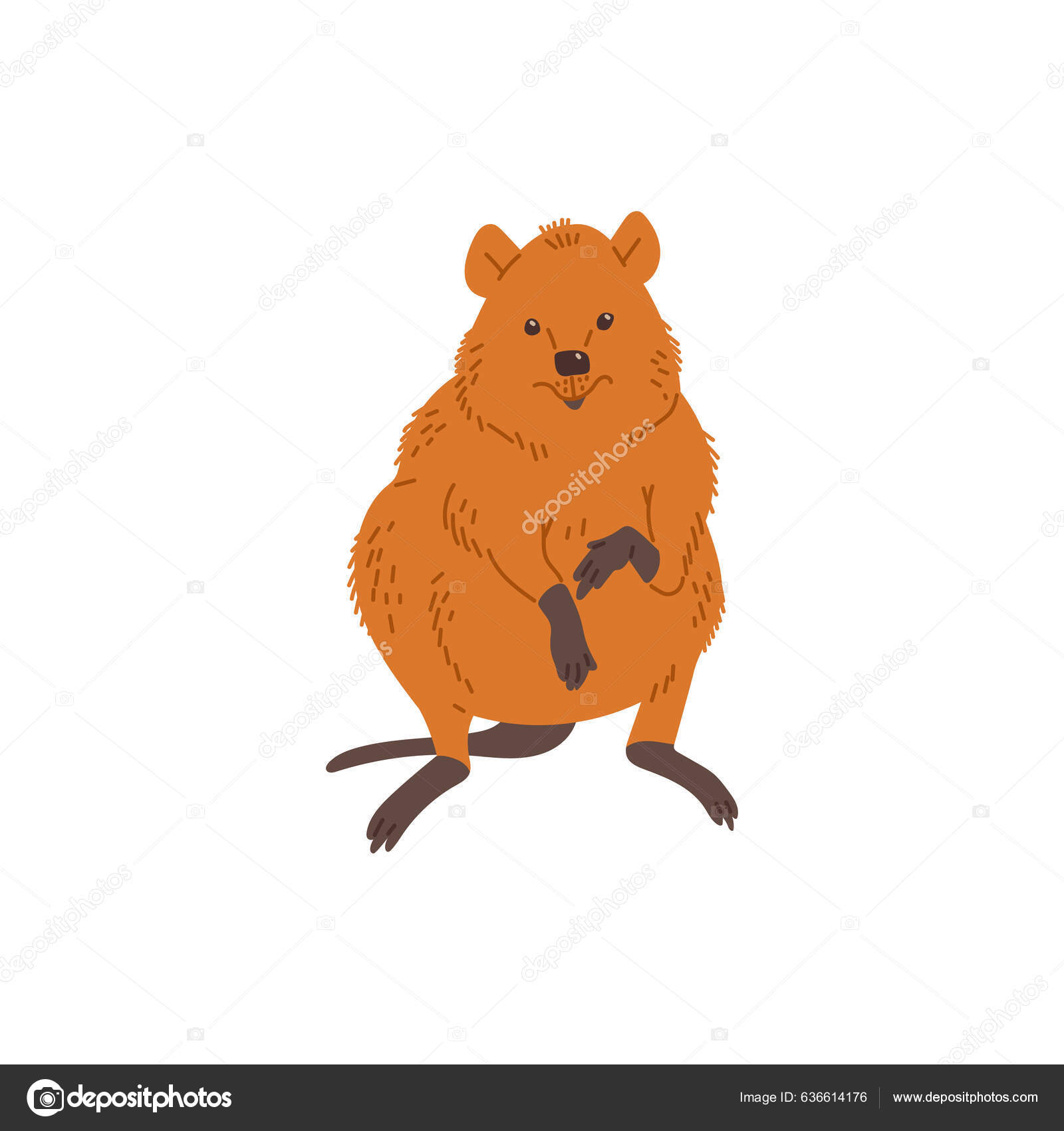 Funny Australian Quokka Cartoon Hand Drawn Character Flat Vector ...