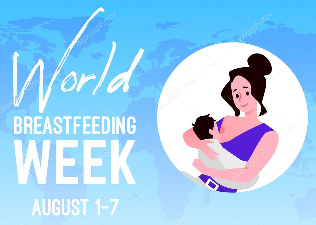 World breastfeeding week advertising banner, flat vector illustration ...