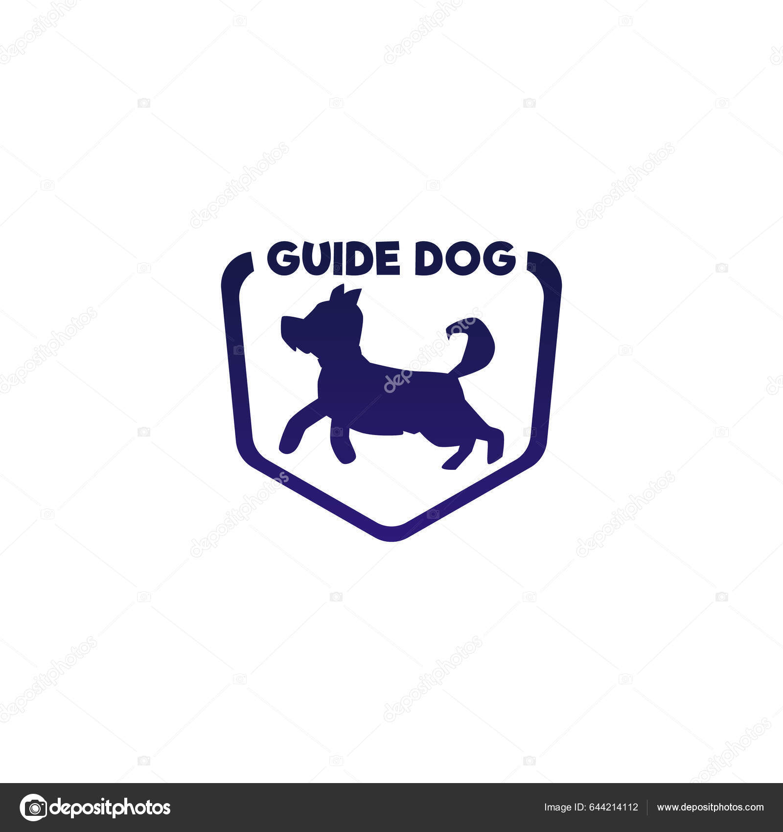 Guide Dog Icon Emblem Design Black White Graphic Vector Illustration ...